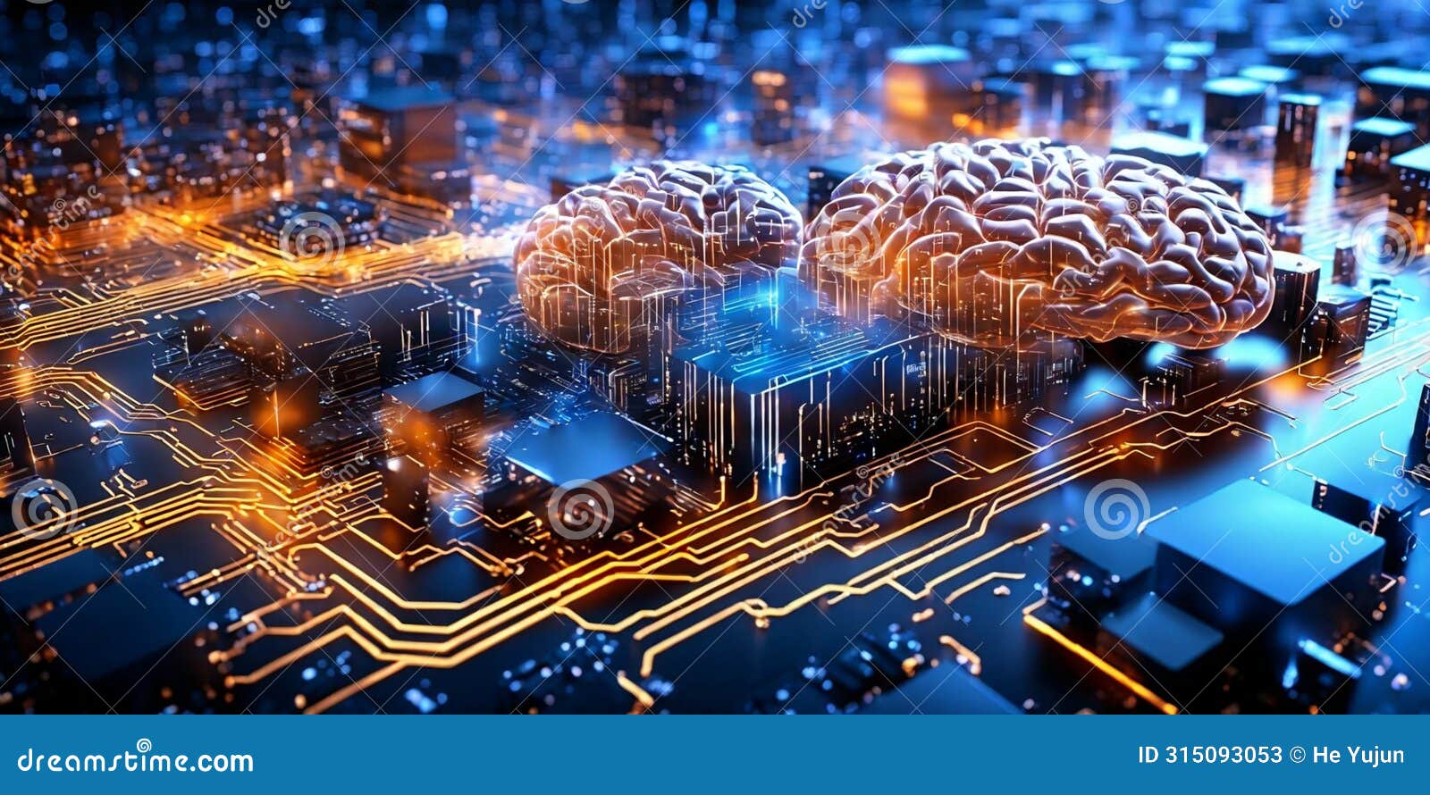 Brain on Cpu Chip,New Technology Business Background. New Model ...