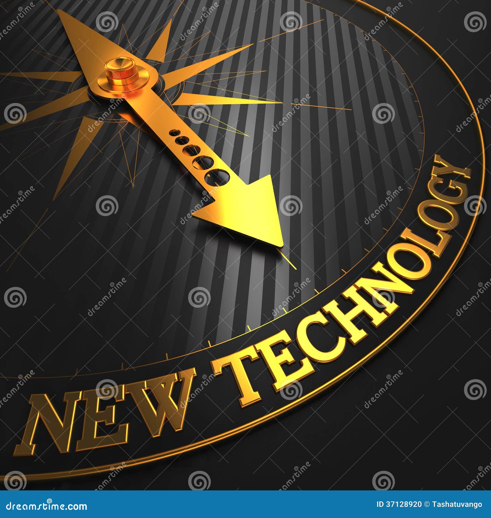 New Technology on Golden Compass. Stock Illustration - Illustration of ...