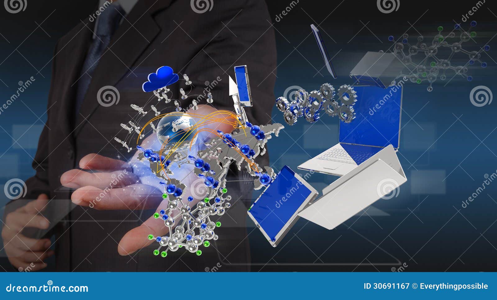New technology in the hand stock image. Image of connection - 30691167