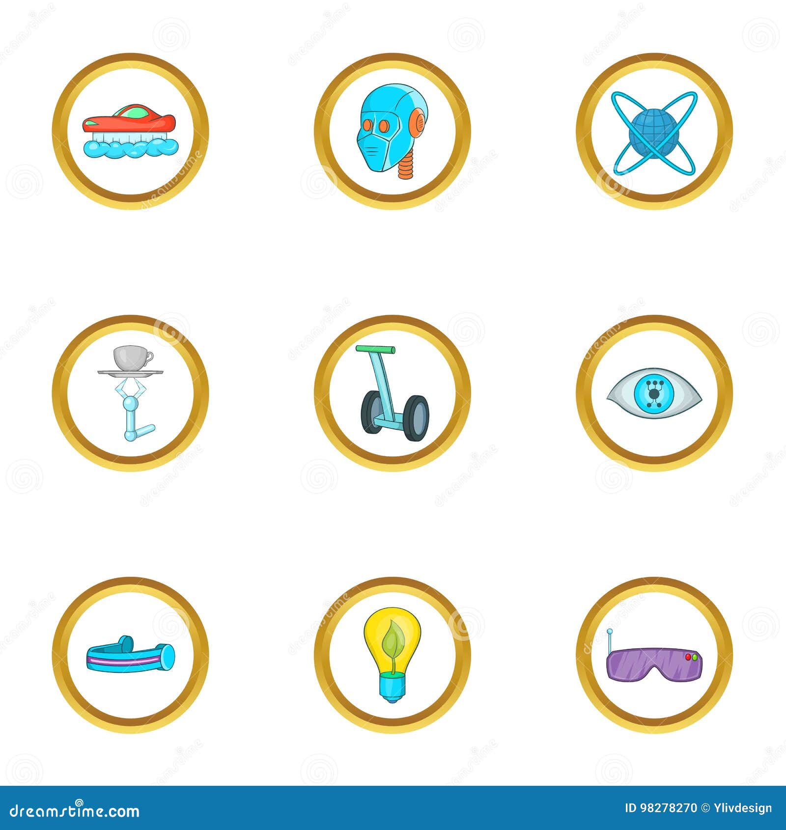 New Technology Icon Set, Cartoon Style Stock Vector - Illustration of ...