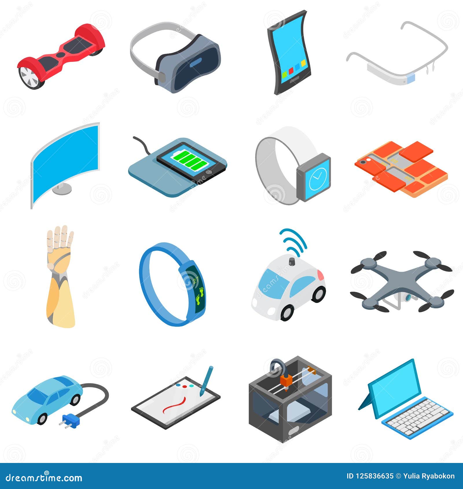 New technology icons set stock illustration. Illustration of analysis ...