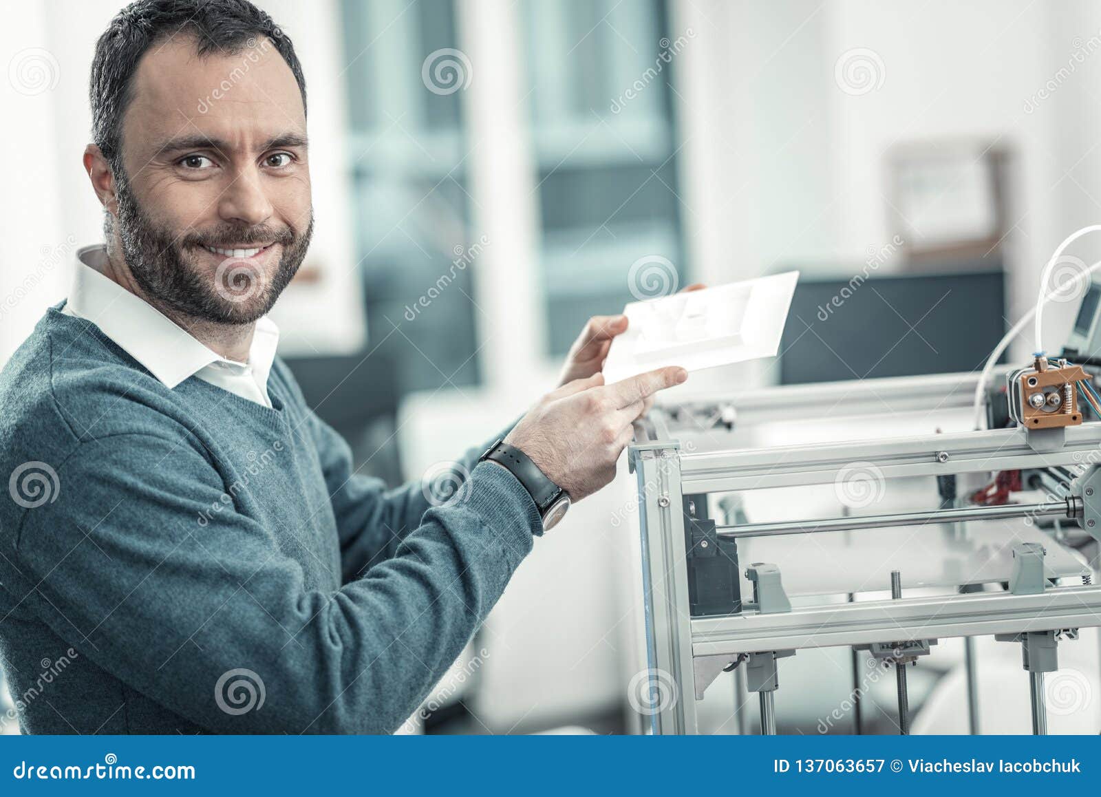 Joyful Positive Man Holding a 3d Model Stock Image - Image of polymer ... Joyful Positive Man Holding a 3d Model Stock Image - Image of polymer ...