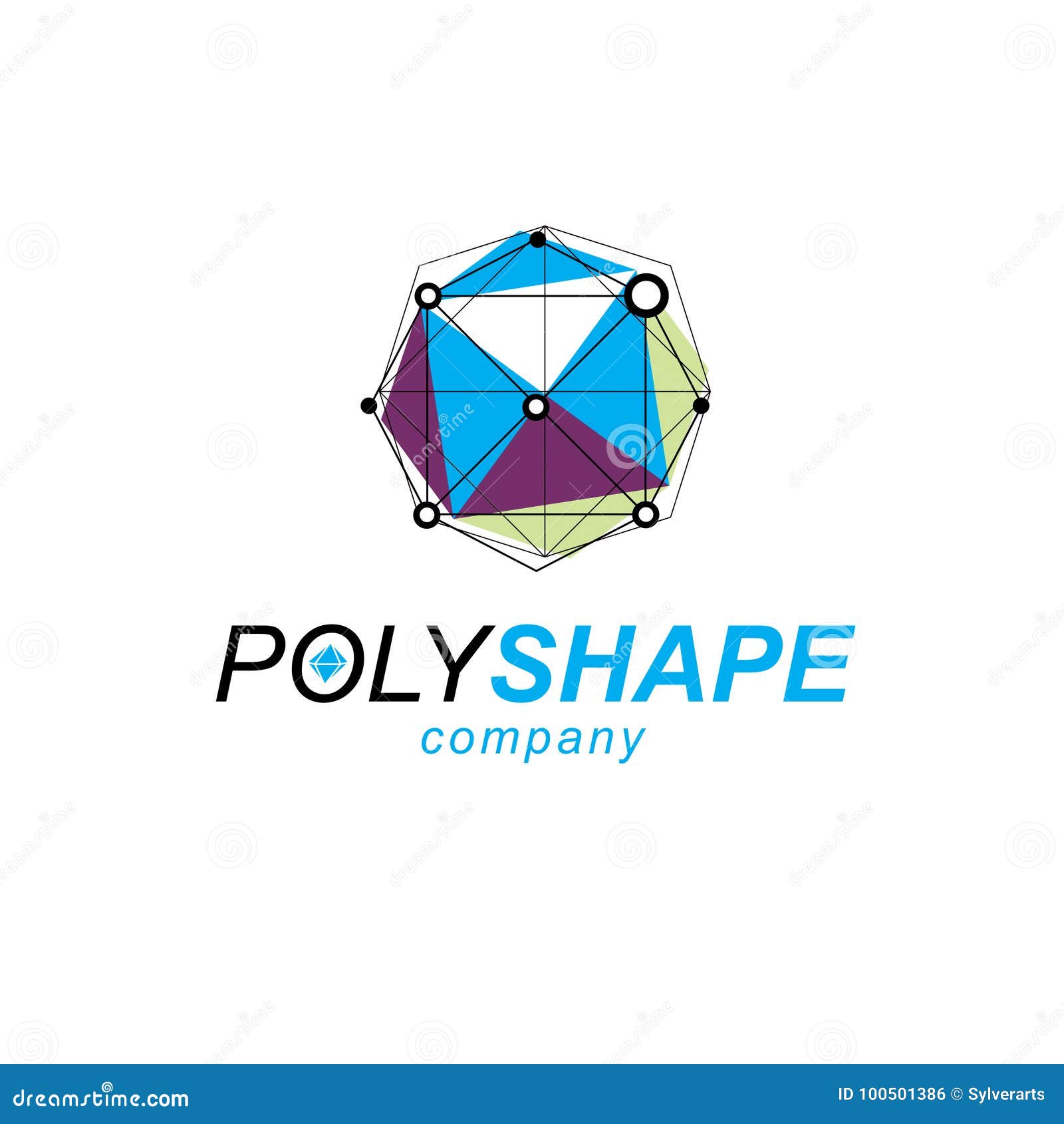 New Technology Logotype. Abstract Vector 3D Mesh Polygonal Object ...