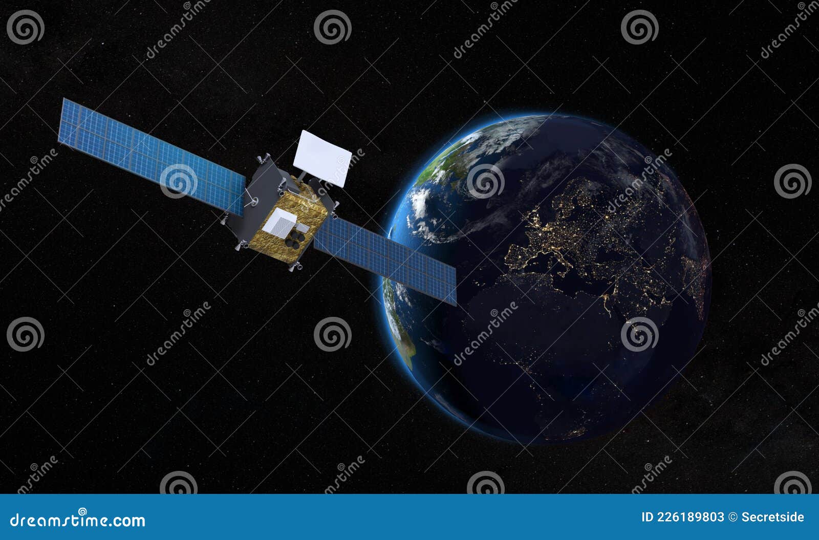 New Telecommunications Satellite Orbiting Earth - NASA Map Stock ...