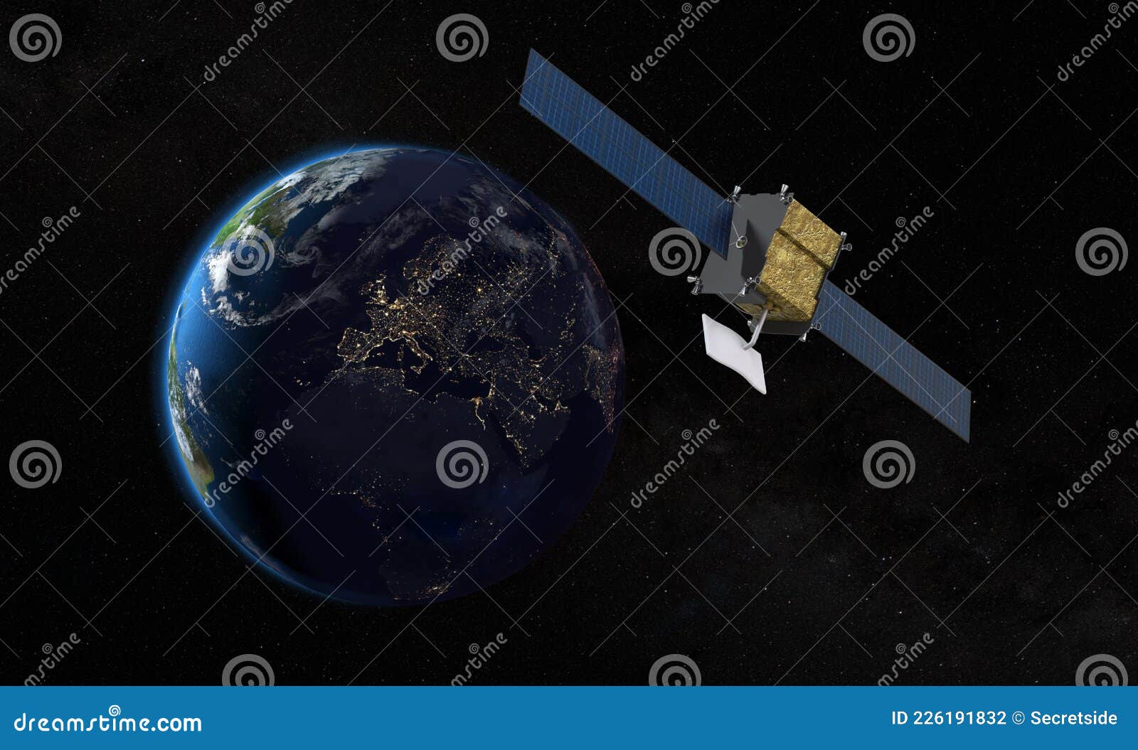 New Telecommunications Satellite Orbiting Earth - NASA Map Stock ...