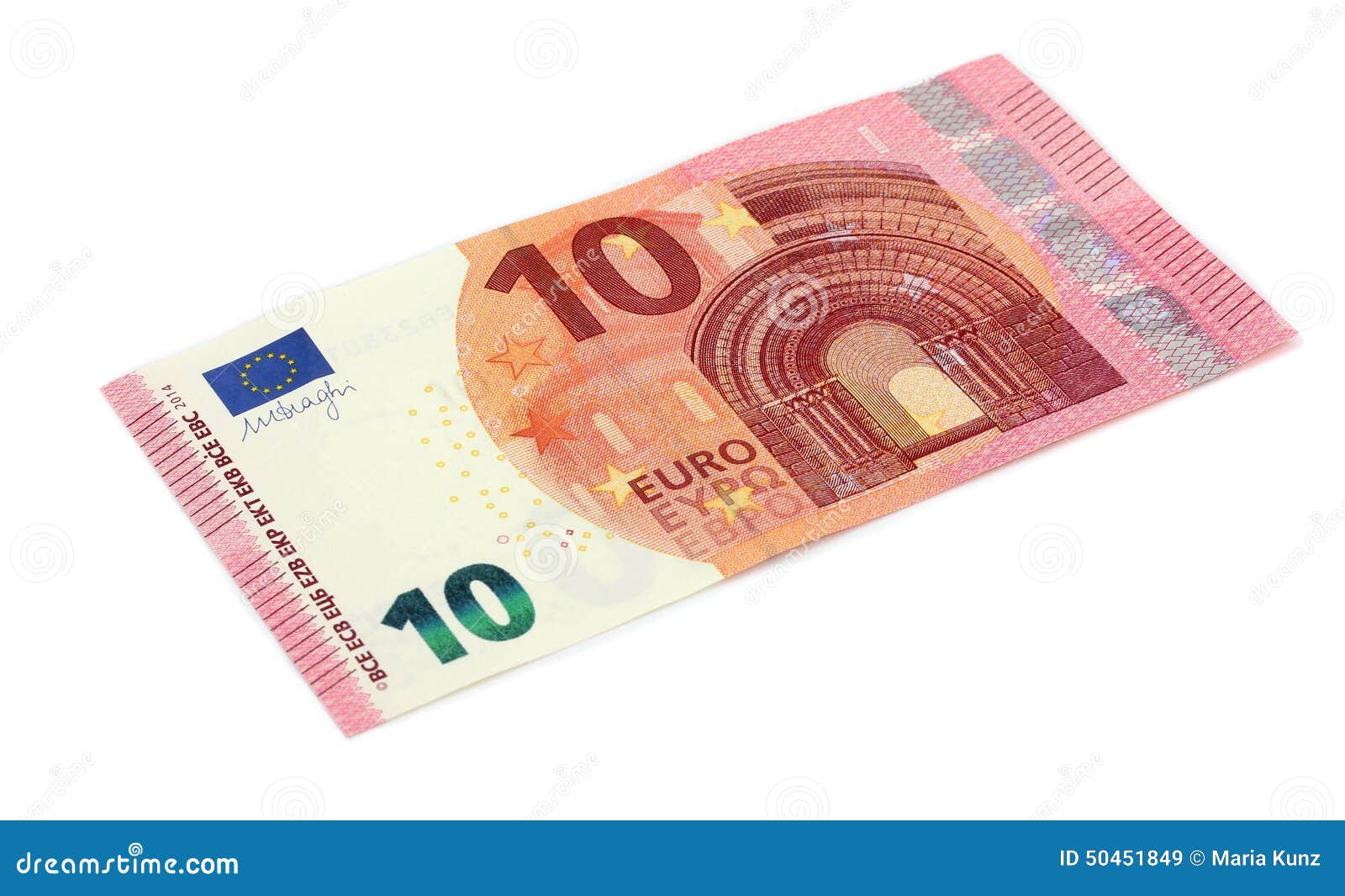 New Ten Euro Banknote, Isolated on White Stock Image - Image of bill ...