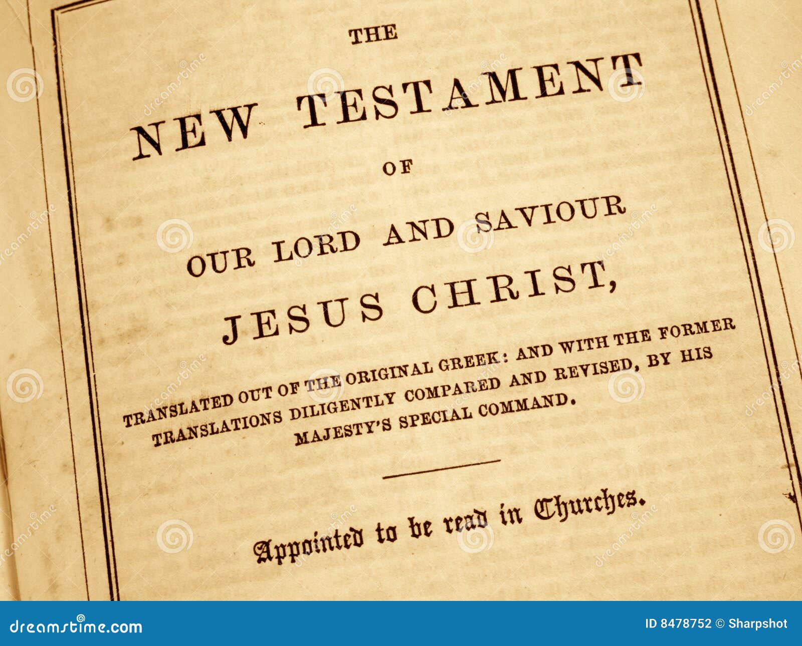 New Testament in an Antique Bible. Stock Photo - Image of close ...