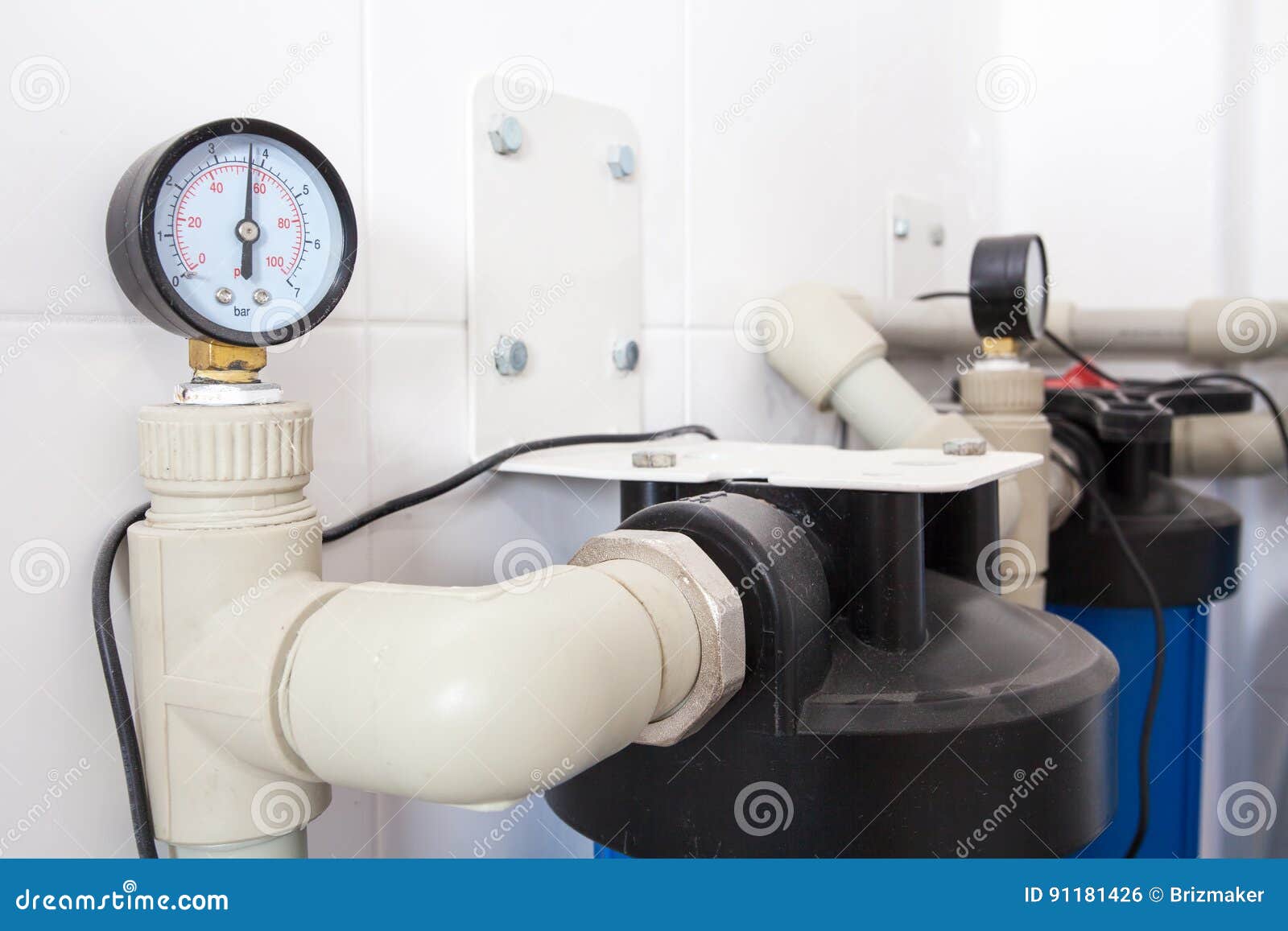 New Thermometer in Boiler Room Close Up. Stock Photo - Image of ...