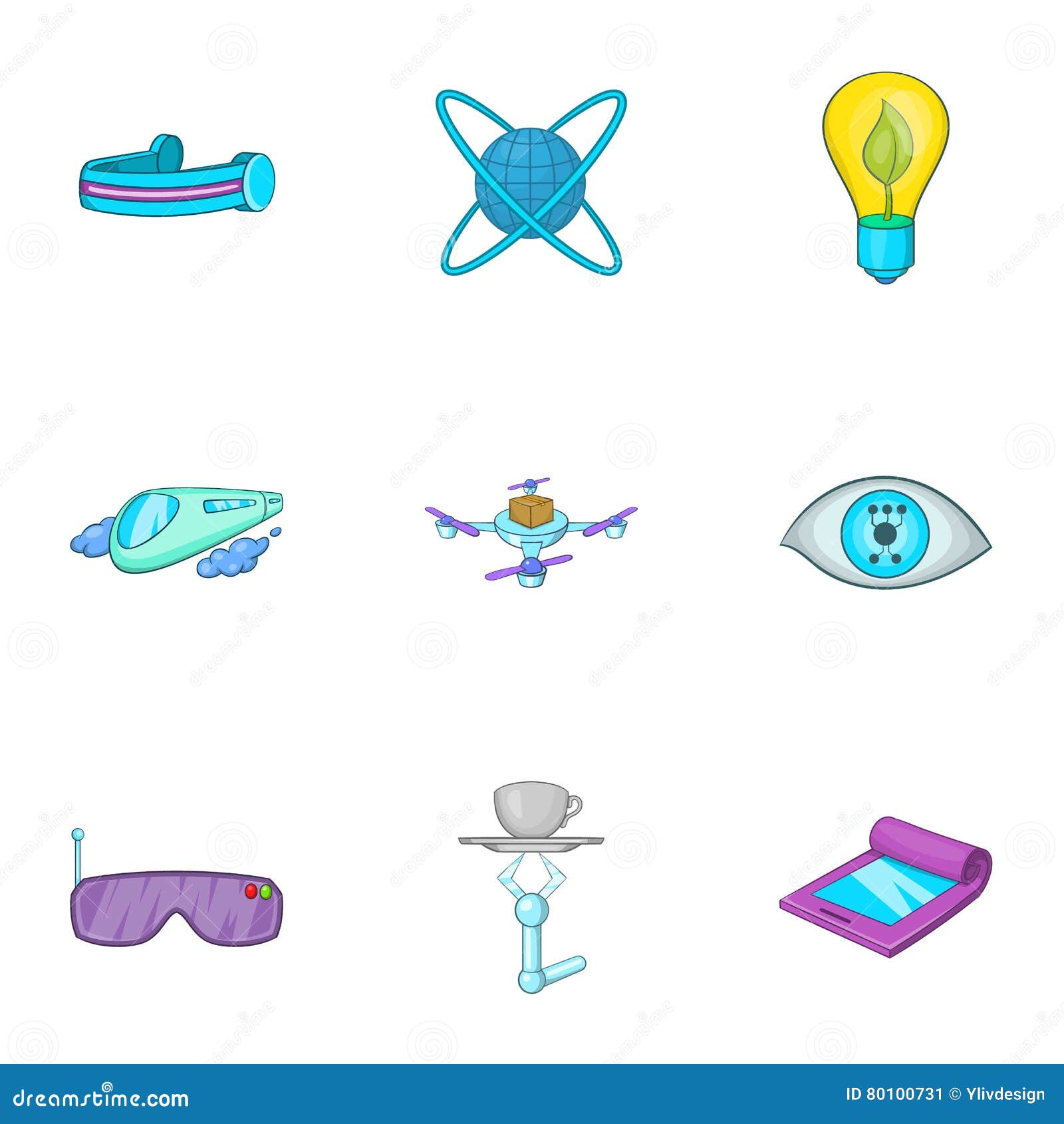 New Thing Icons Set, Cartoon Style Stock Vector - Illustration of ...
