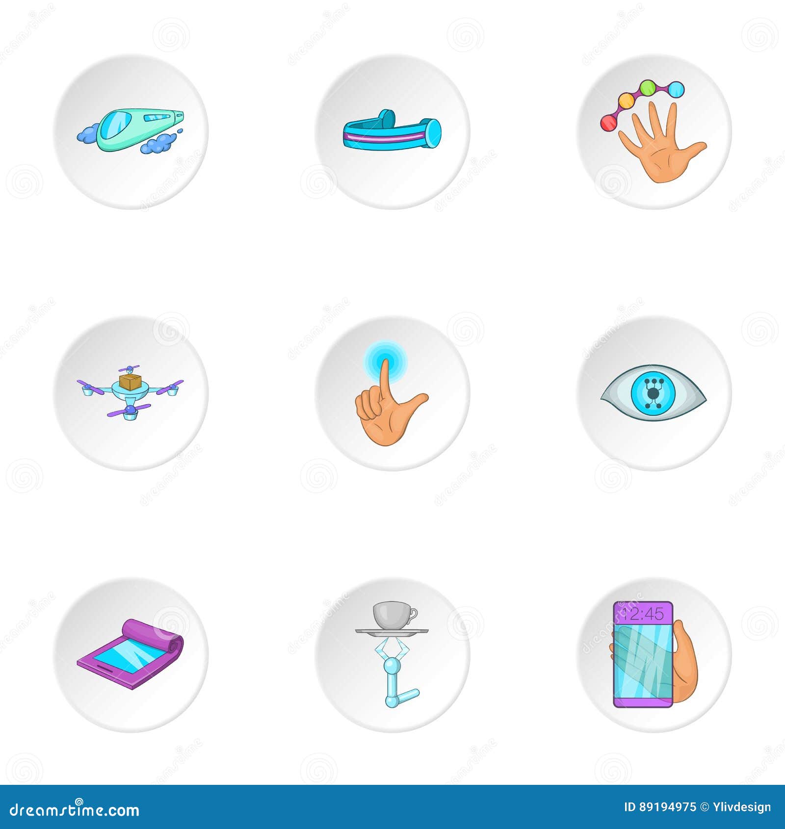 New Thing Icons Set, Cartoon Style Stock Vector - Illustration of ...