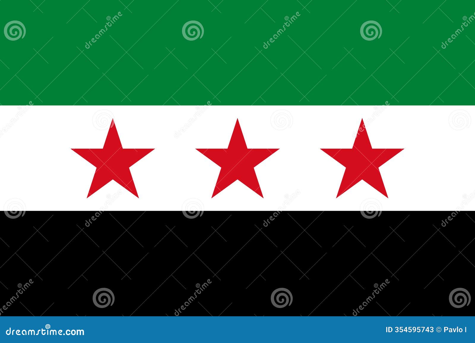New three-star Syrian flag stock illustration. Illustration of emblem ...
