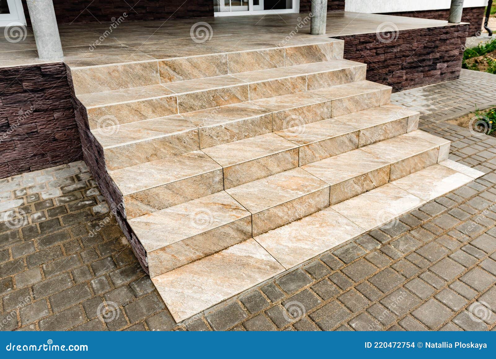 New Tile Installation on Steps with a Landing. Stock Photo - Image of ...