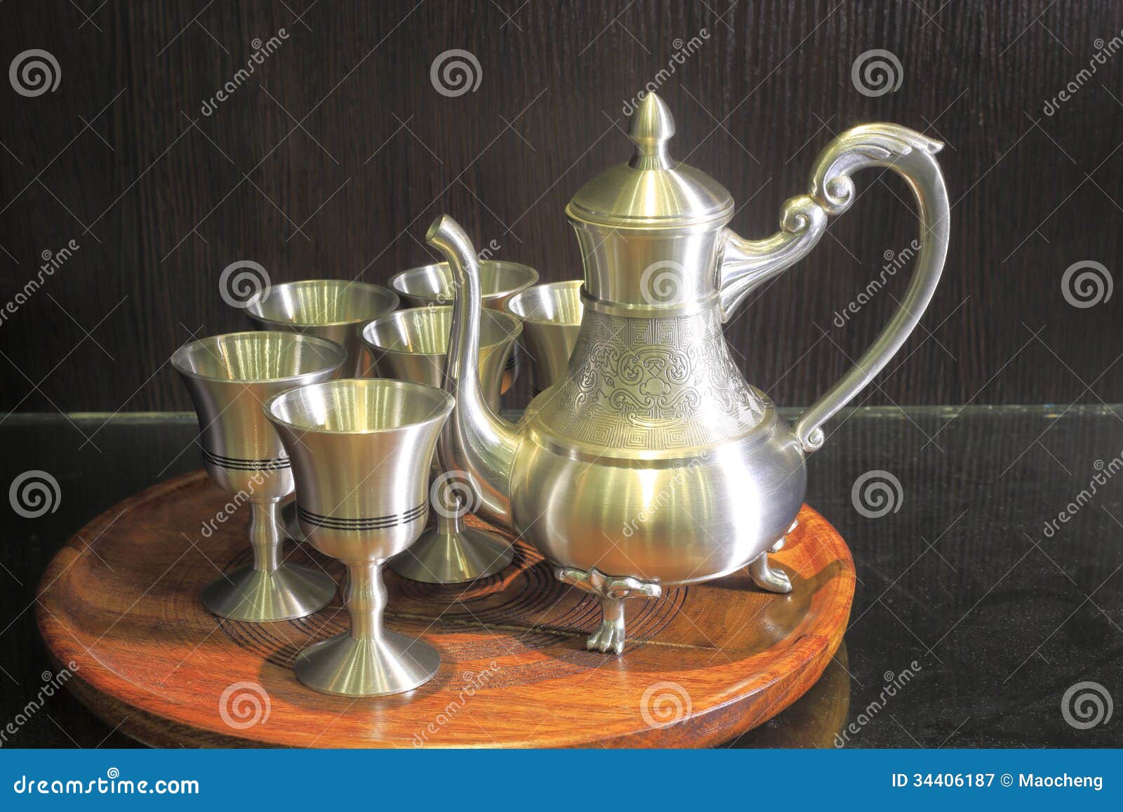 New tin tea set stock image. Image of style, chinese - 34406187