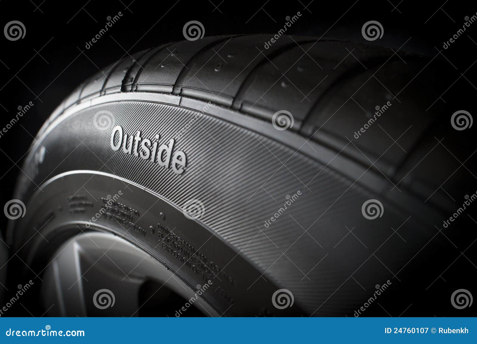 New Tire from Side with Outside Text Stock Image - Image of chrome ...