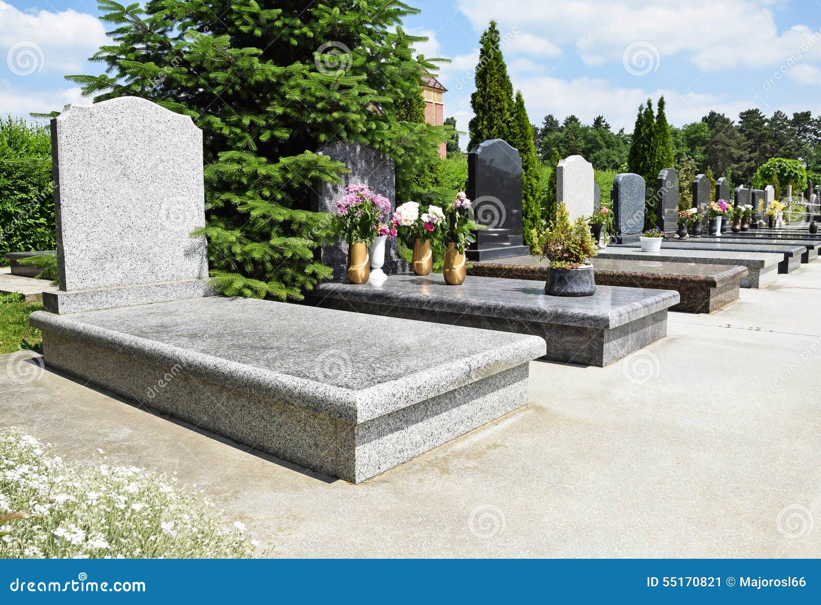New Tombstones in the Cemetery Stock Image - Image of high, copy: 55170821