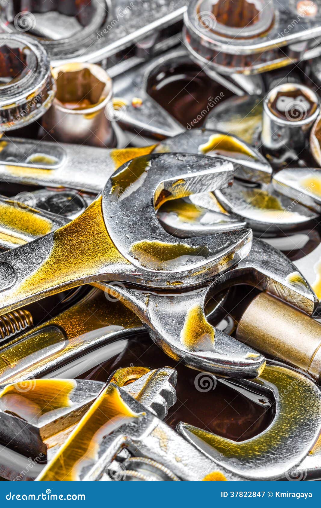 New Tools Wrenches with Motor Oil Stains Stock Image - Image of ...