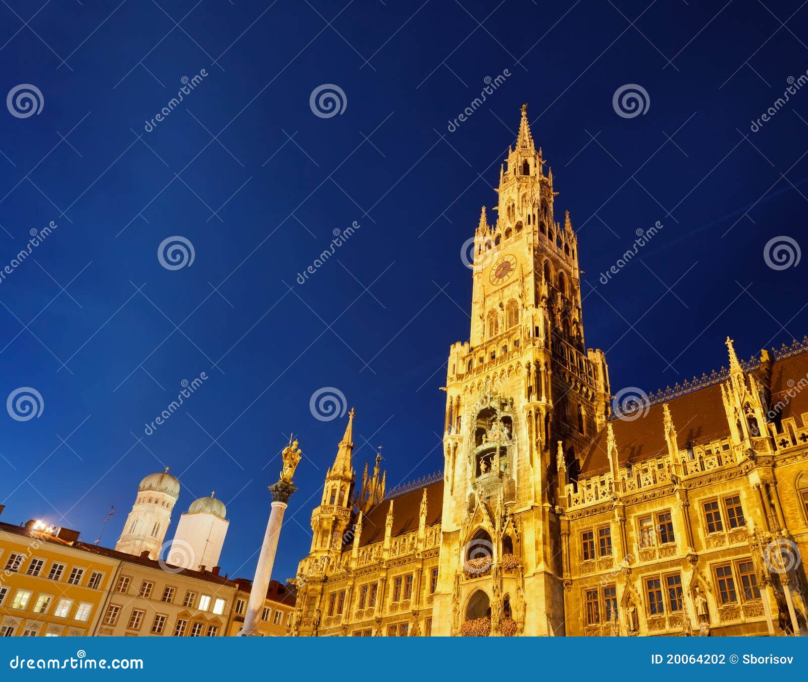 New Town Hall in Munich stock photo. Image of house, night - 20064202