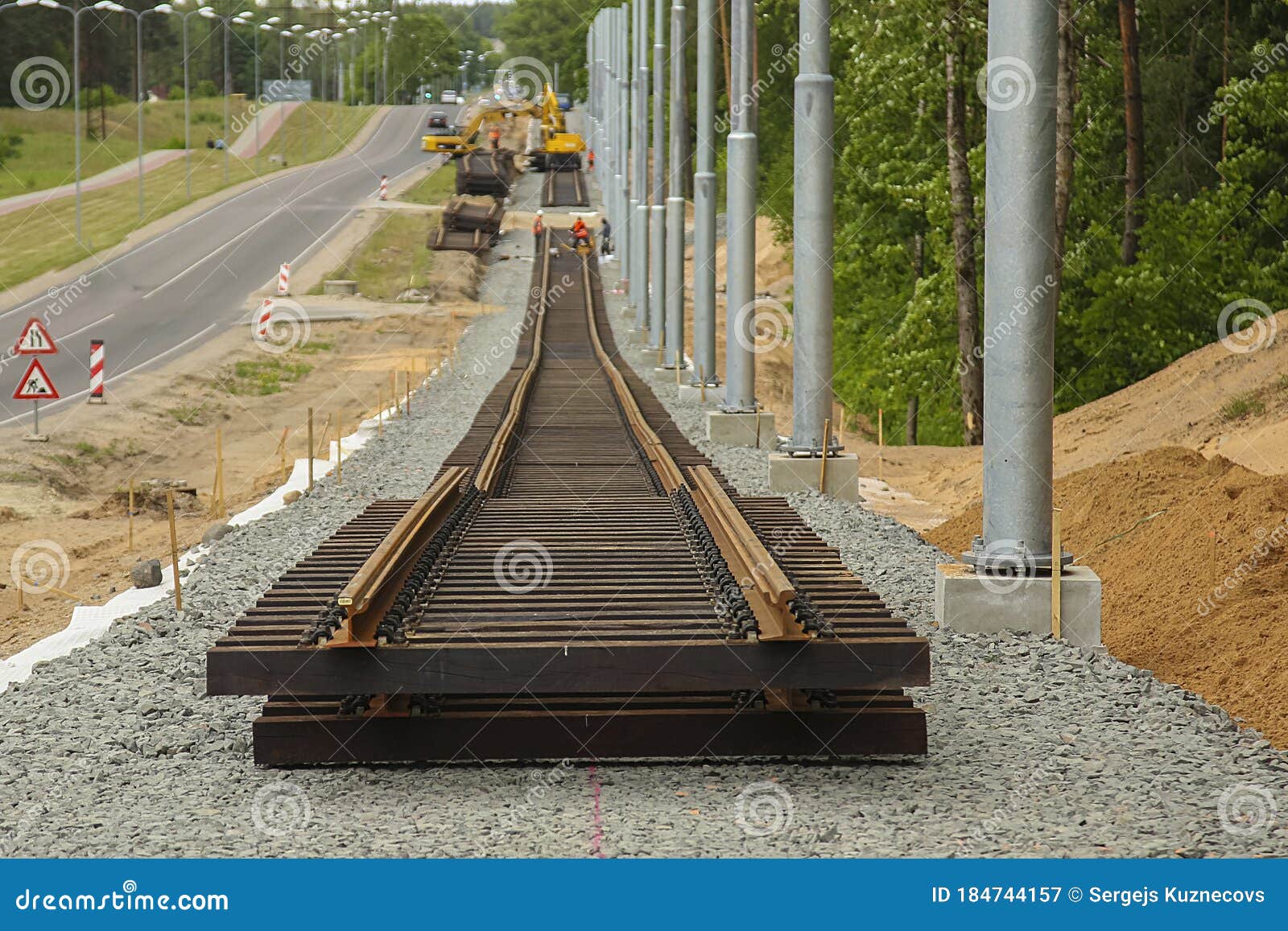 New Tramway Track Construction Stock Image - Image of track, transport ...