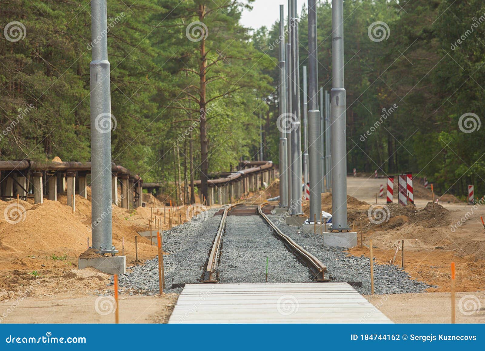 New Tramway Track Construction Stock Photo - Image of site, concrete ...