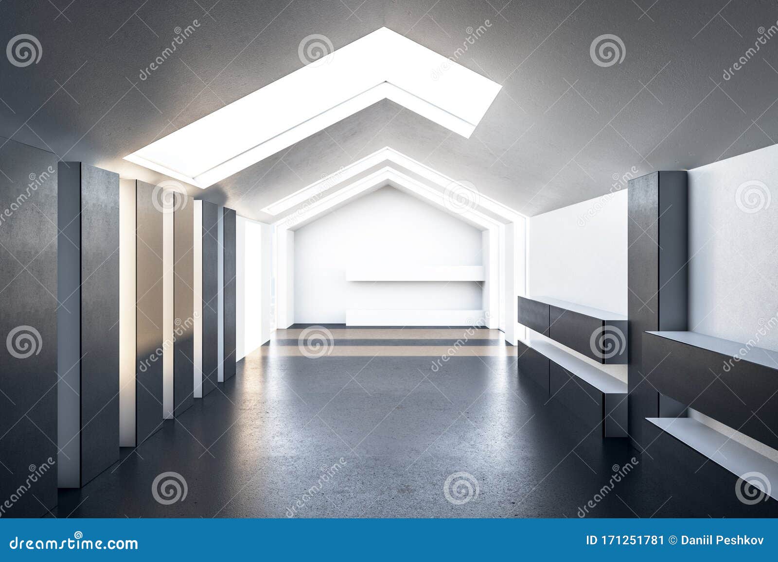 New Triangular Loft Interior with Roof Window Stock Illustration ...