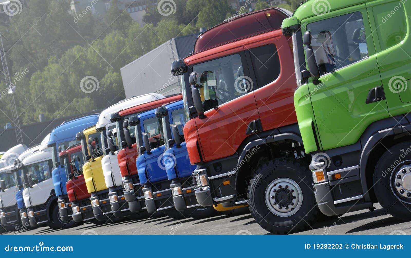 New trucks on a line-up stock photo. Image of trucking - 19282202
