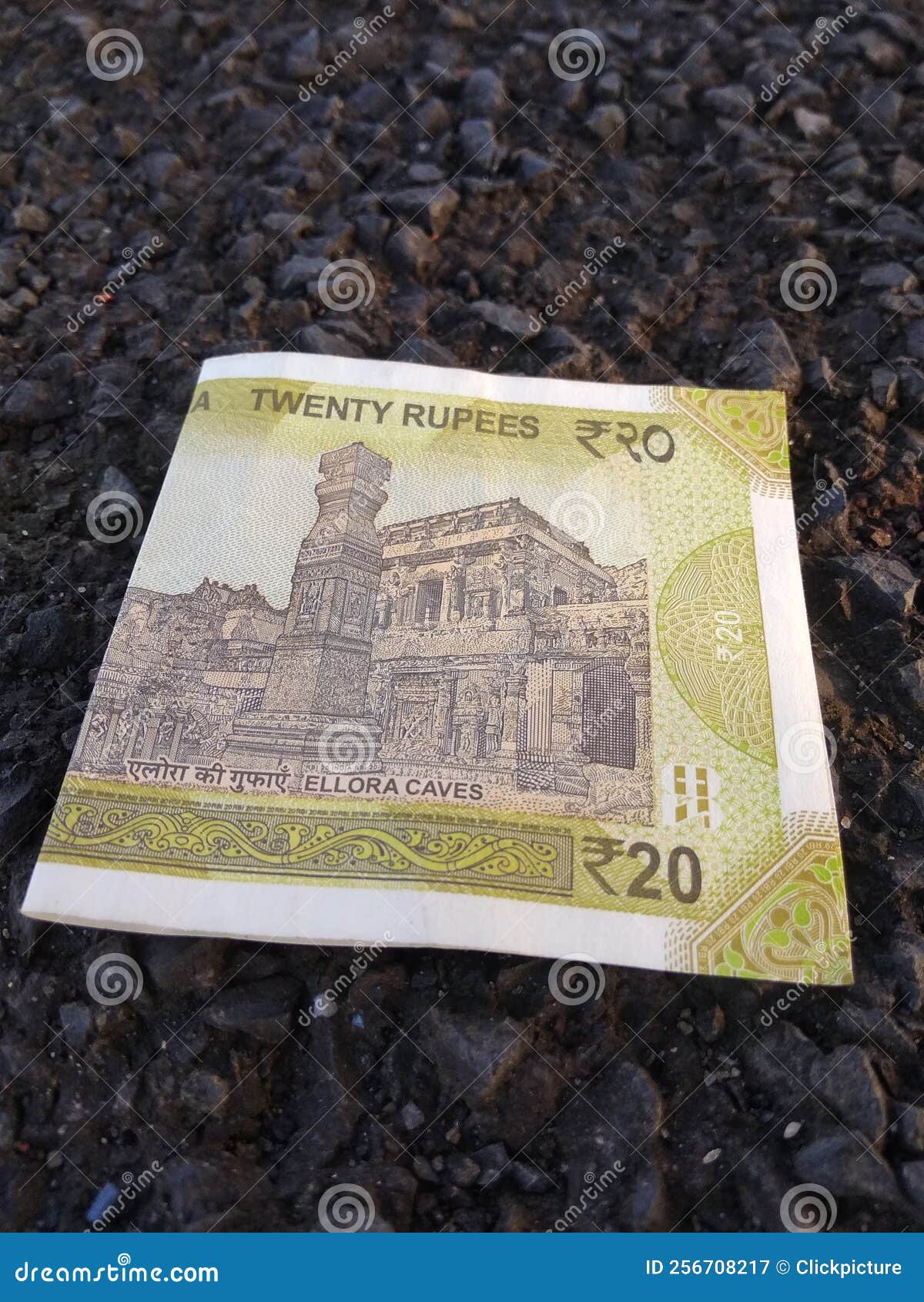 New twenty rupees in India stock image. Image of cemetery - 256708217