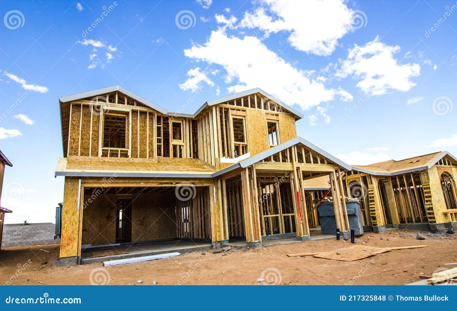 New Two Story Home Under Construction in Housing Development Stock ...