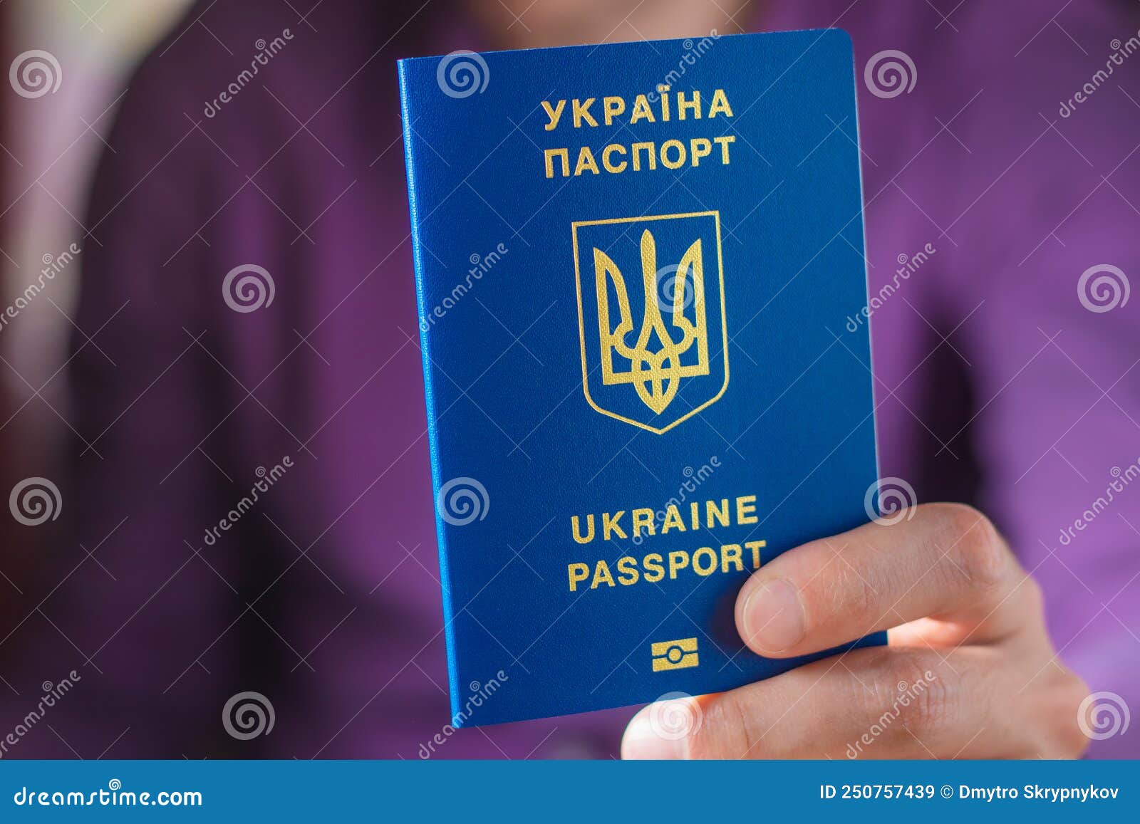 New Ukrainian Blue Biometric Passport With Identification Chip In Hands