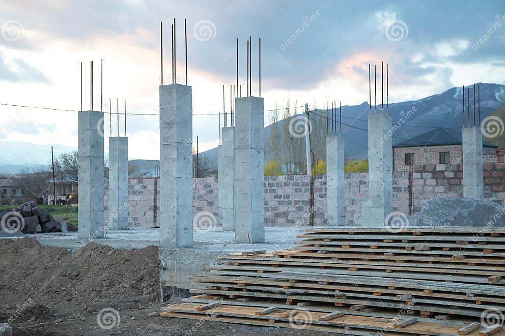 New Unfinished House Construction in a Construction Site Stock Photo ...