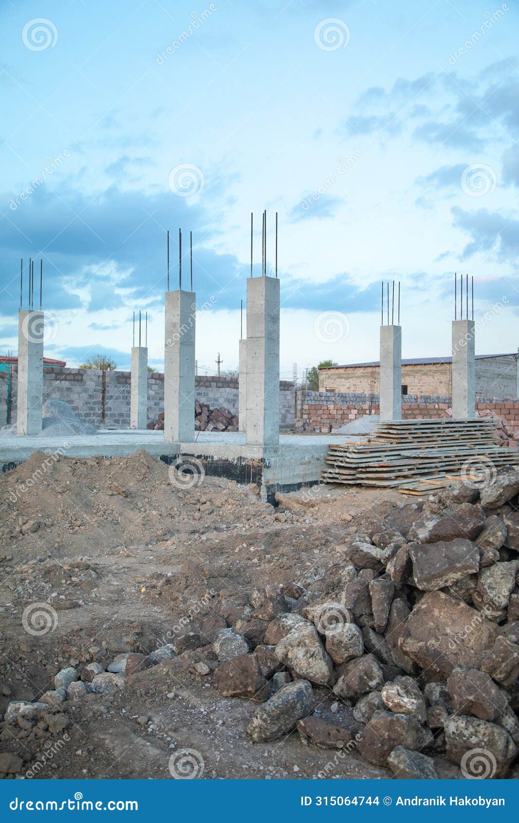 New Unfinished House Construction in a Construction Site Stock Photo ...