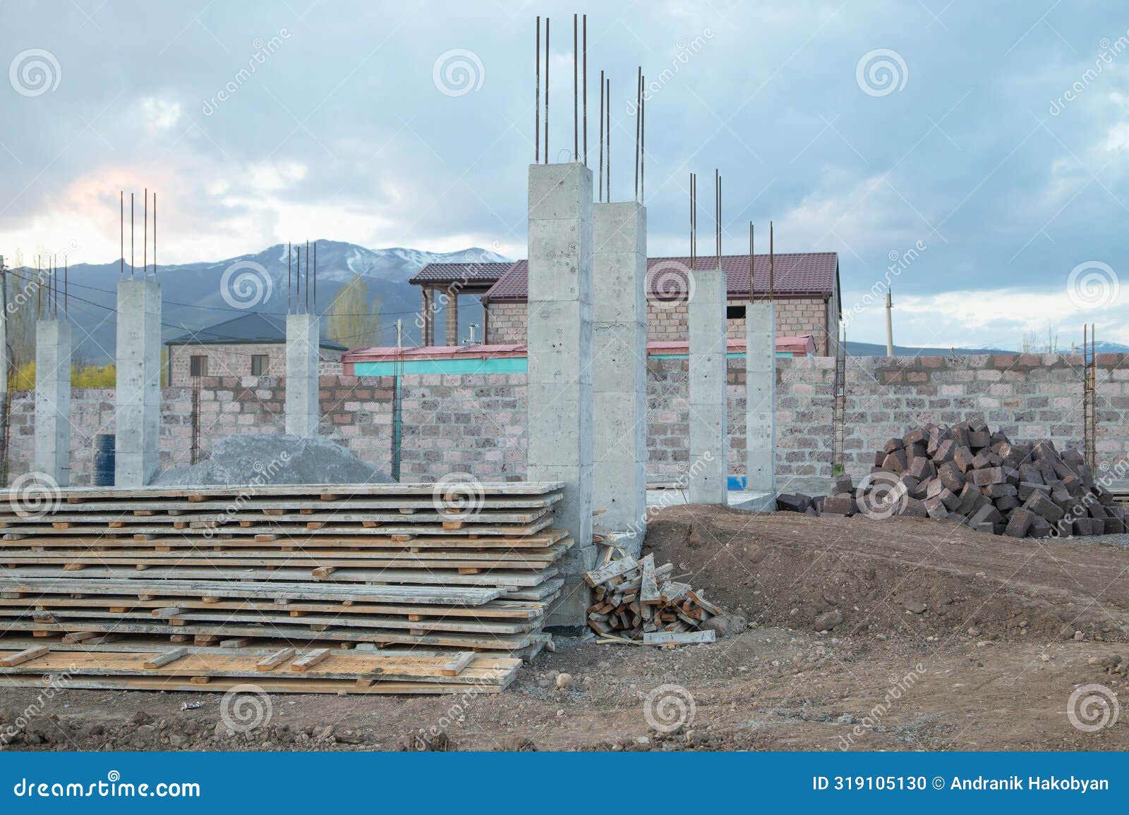 New Unfinished House Construction in a Construction Site Stock Photo ...