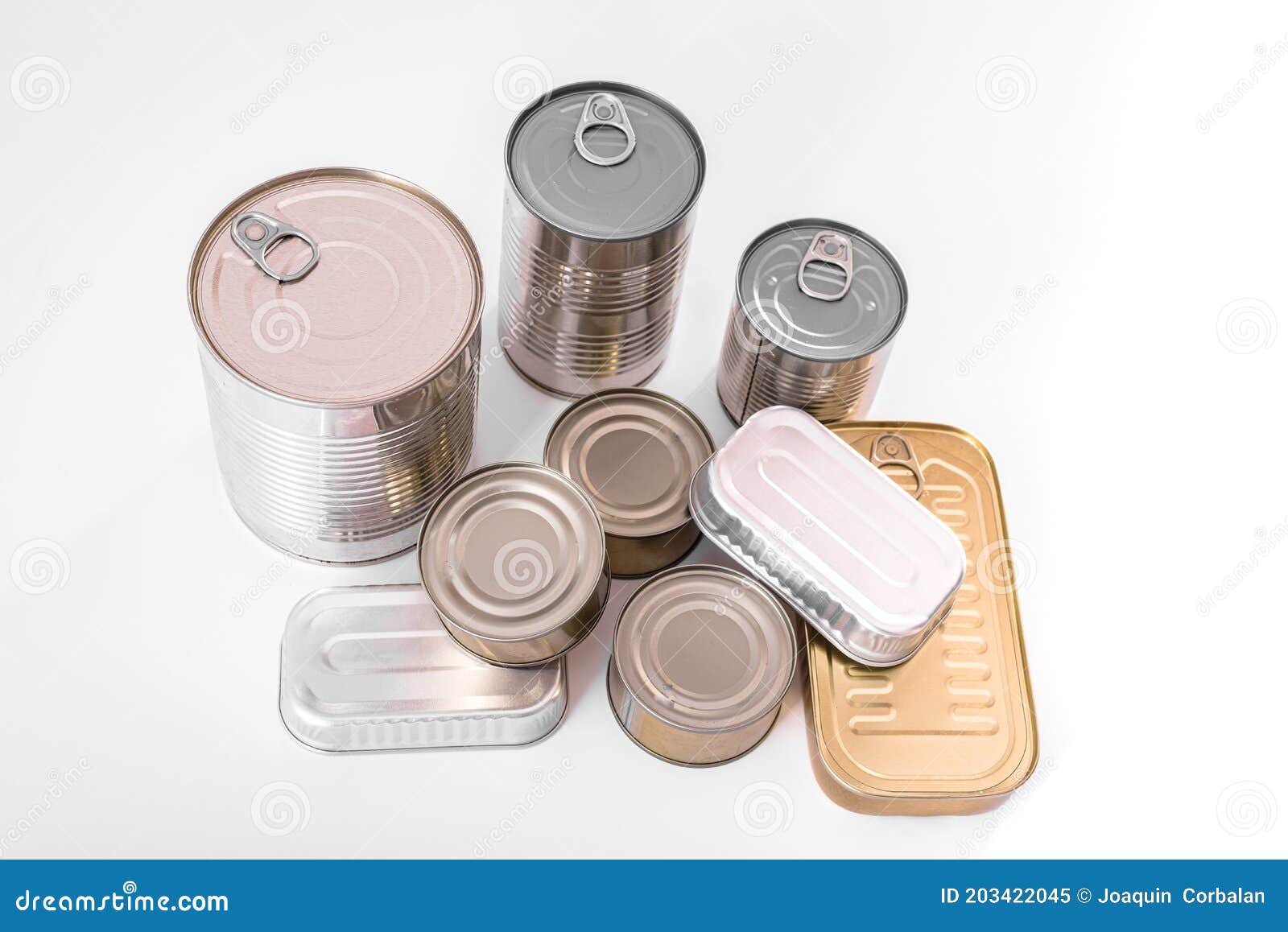 New, Unlabeled Aluminum Cans Will Keep Food for Years. Stock Image ...