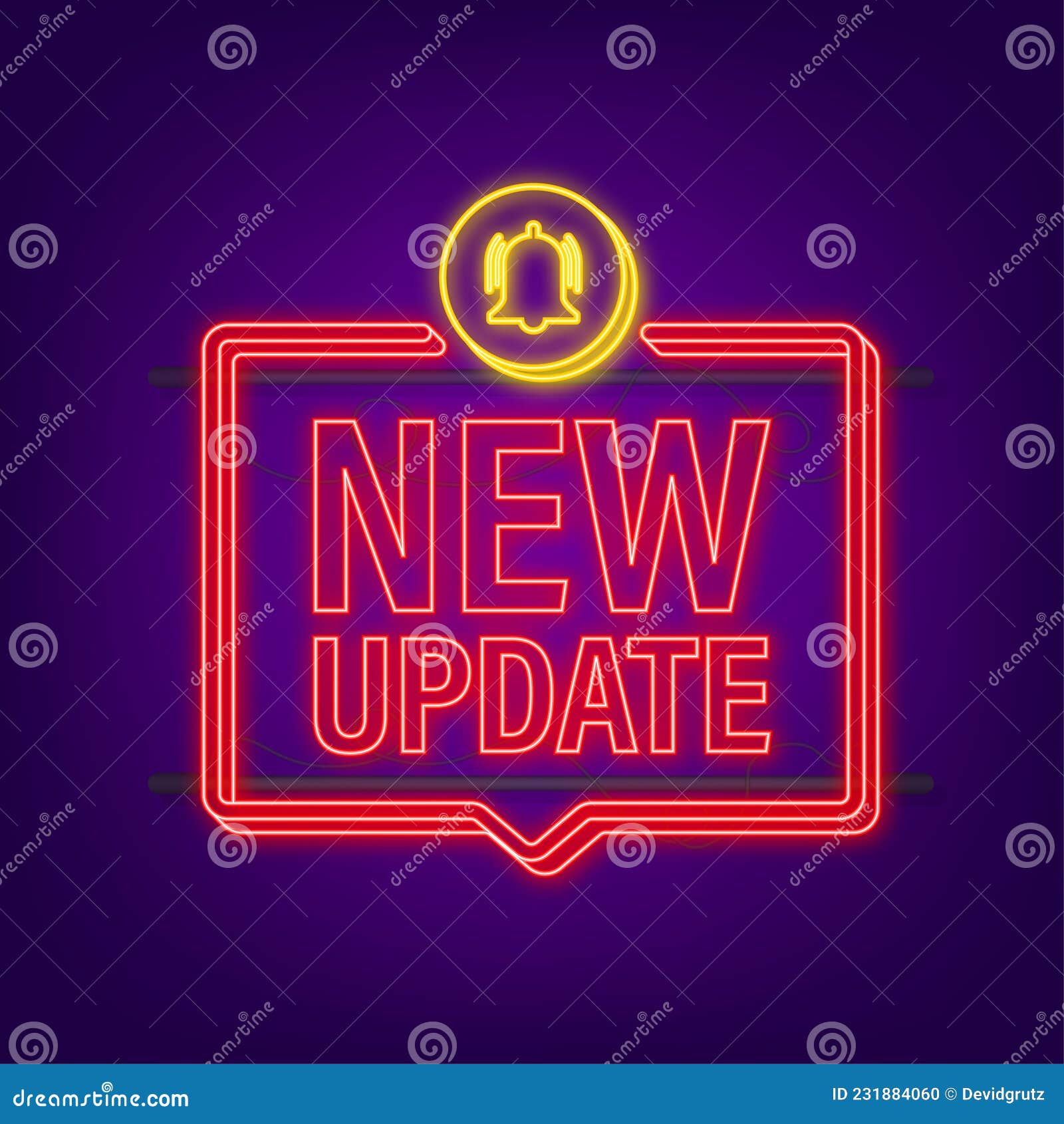 New Update Banner in Modern Style. Web Design. Neon Icon Stock Vector ...