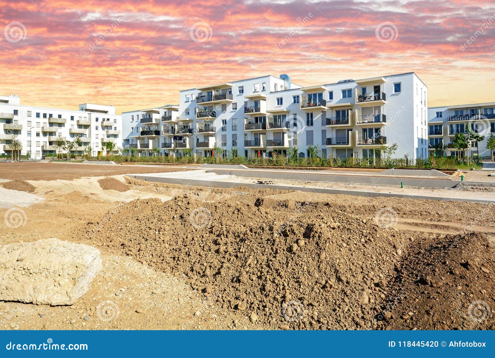 New Urban Development with Construction Site and Modern Residential ...