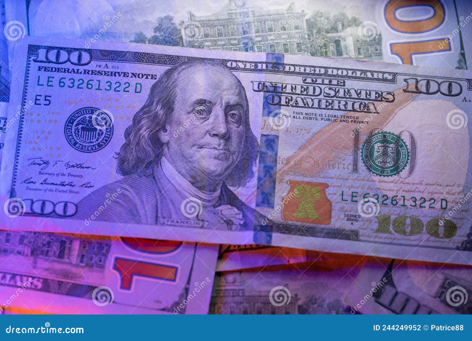 New US Dollar Banknote. 100 USD Bill on Top of Dollar Banknotes Stock ...