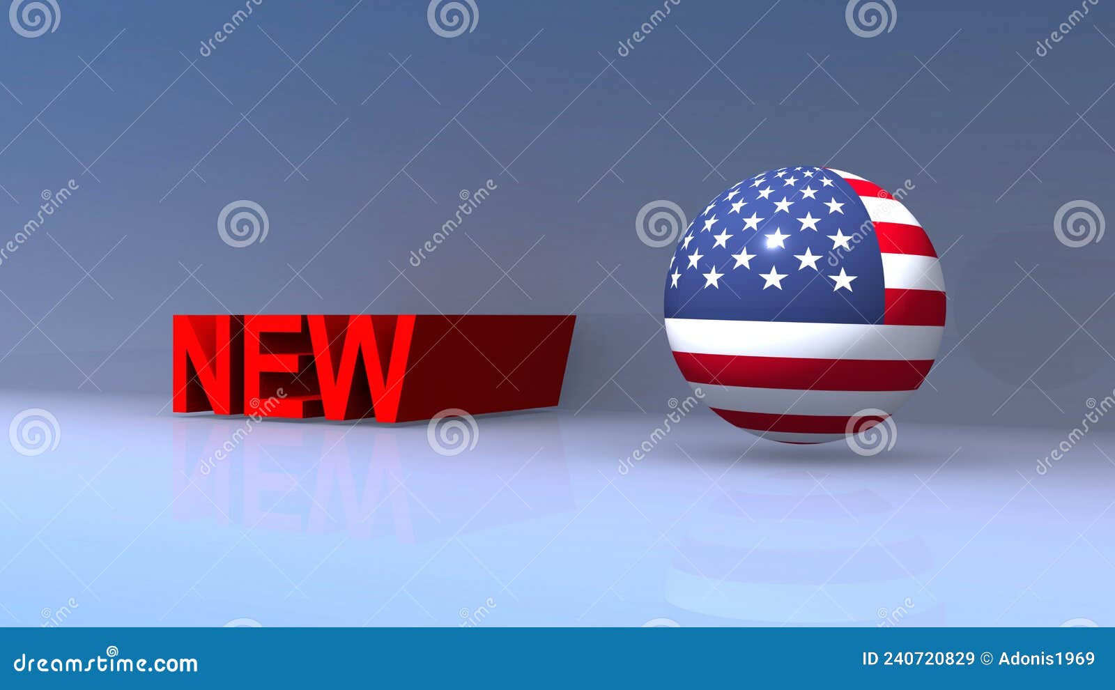 New and usa flag on blue stock illustration. Illustration of patriotism ...