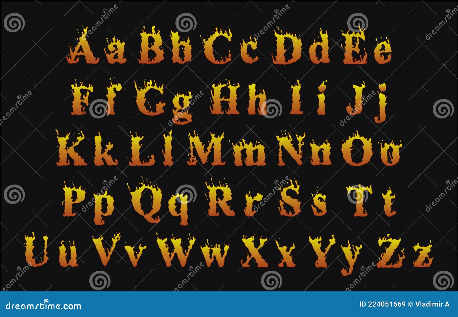 New Vector Fire Font. Beautiful Burning Letters in Front of the Black ...