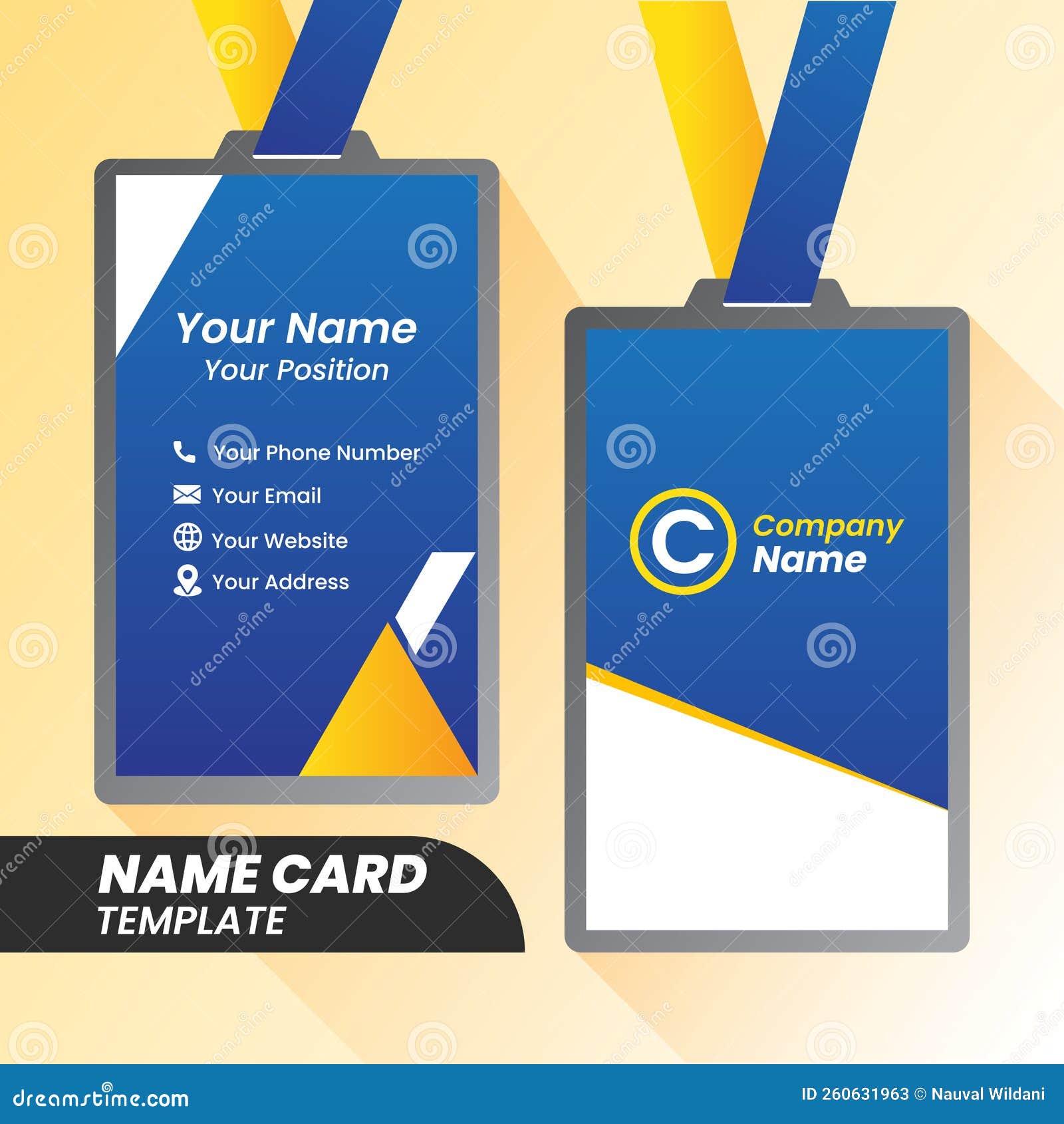 Vector Modern Clean Name Card Template. Flat Design Stock Vector ...