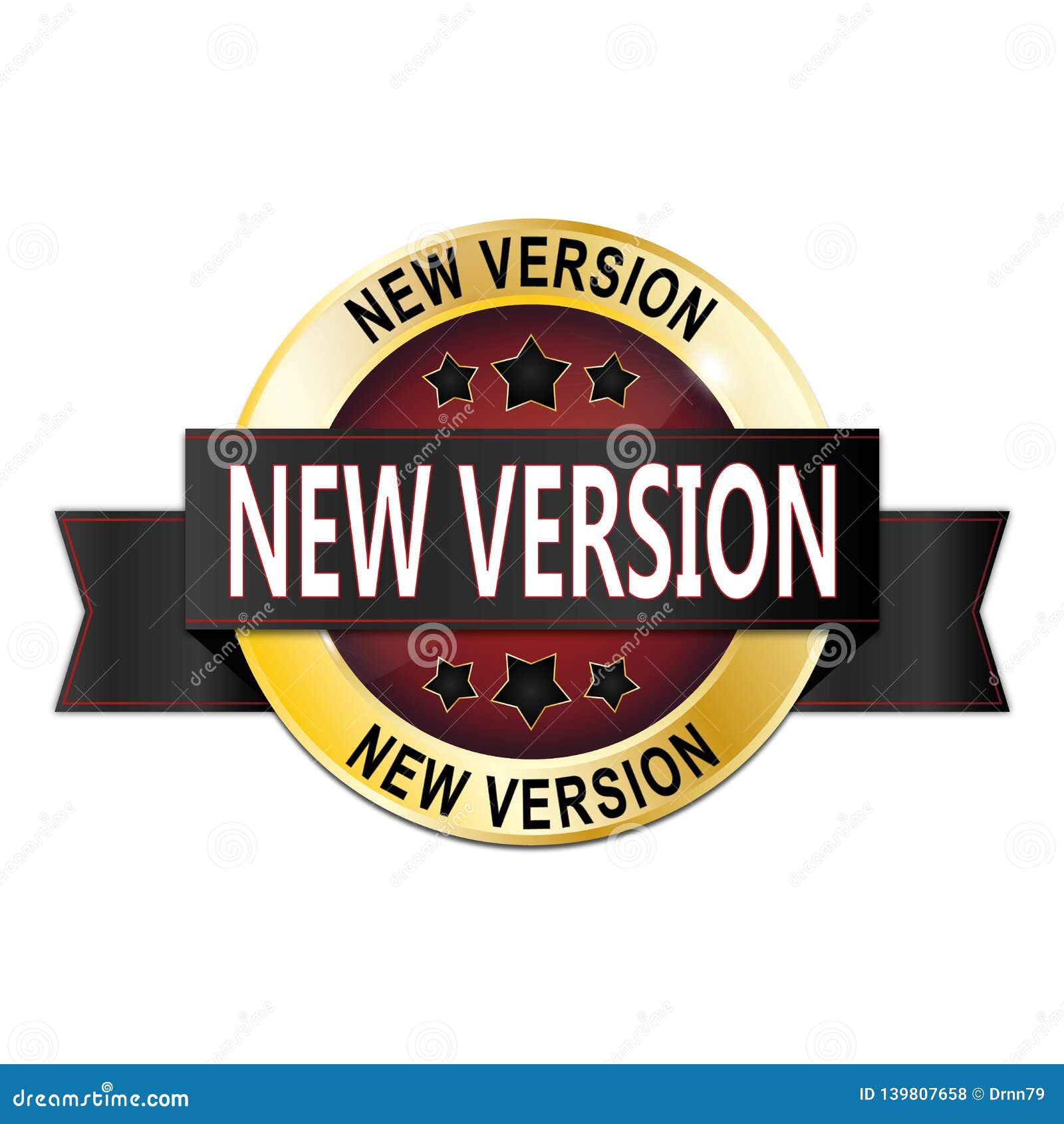 New Version Round Red Gold Web Seal Logo Badge Stock Illustration ...