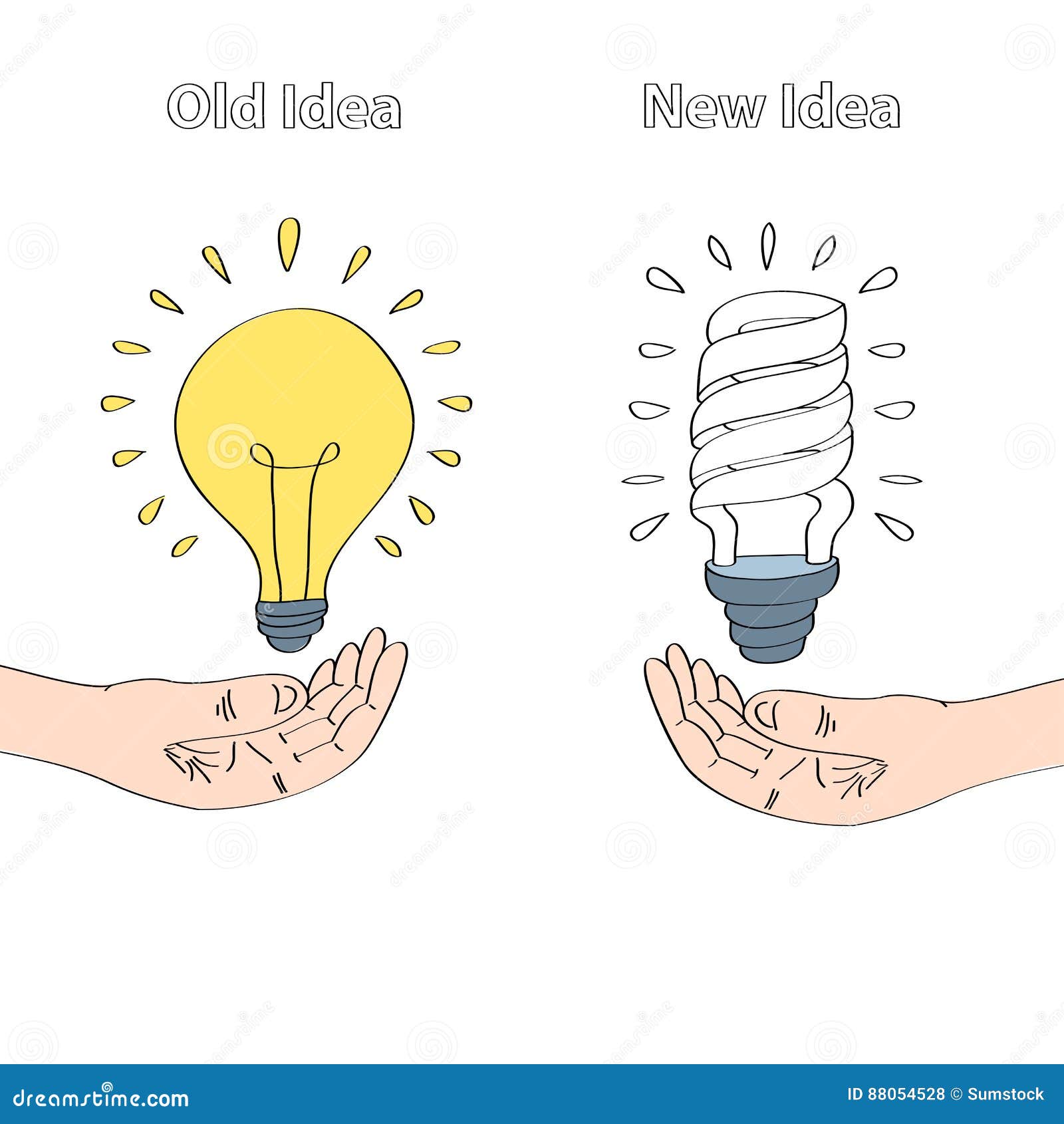 New vs old idea concept stock vector. Illustration of hand - 88054528