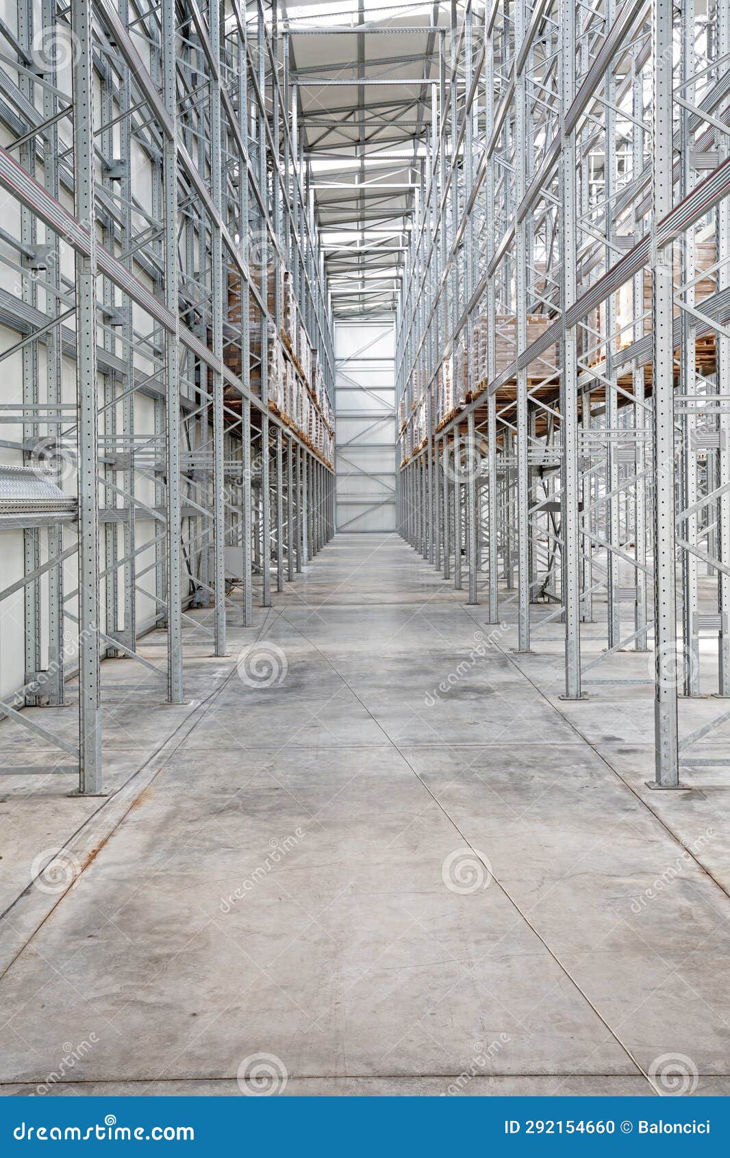 New Warehouse Aisle stock photo. Image of equipment - 292154660