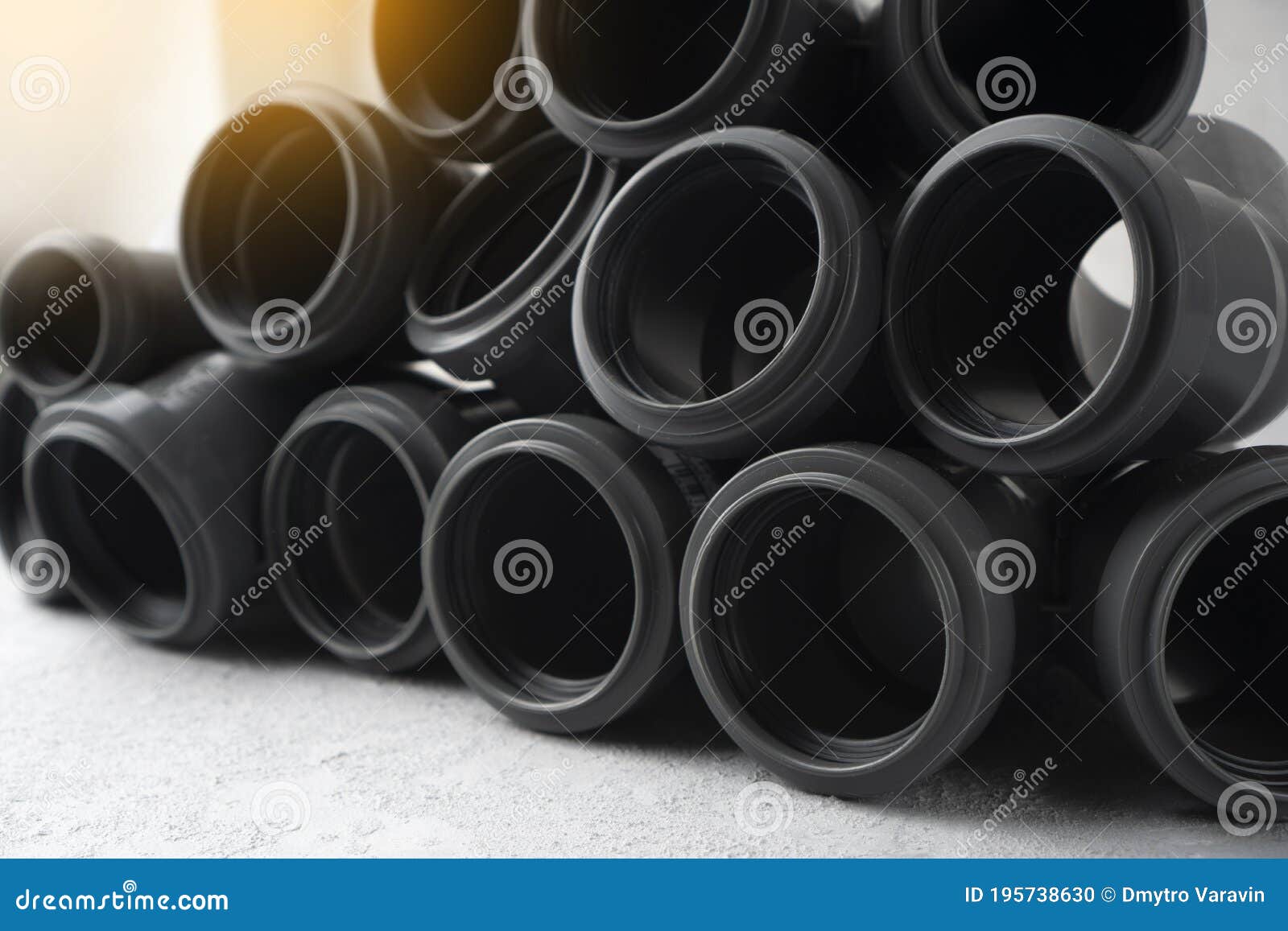 New Water Sewerage Pipes Stack Stock Photo - Image of water ...