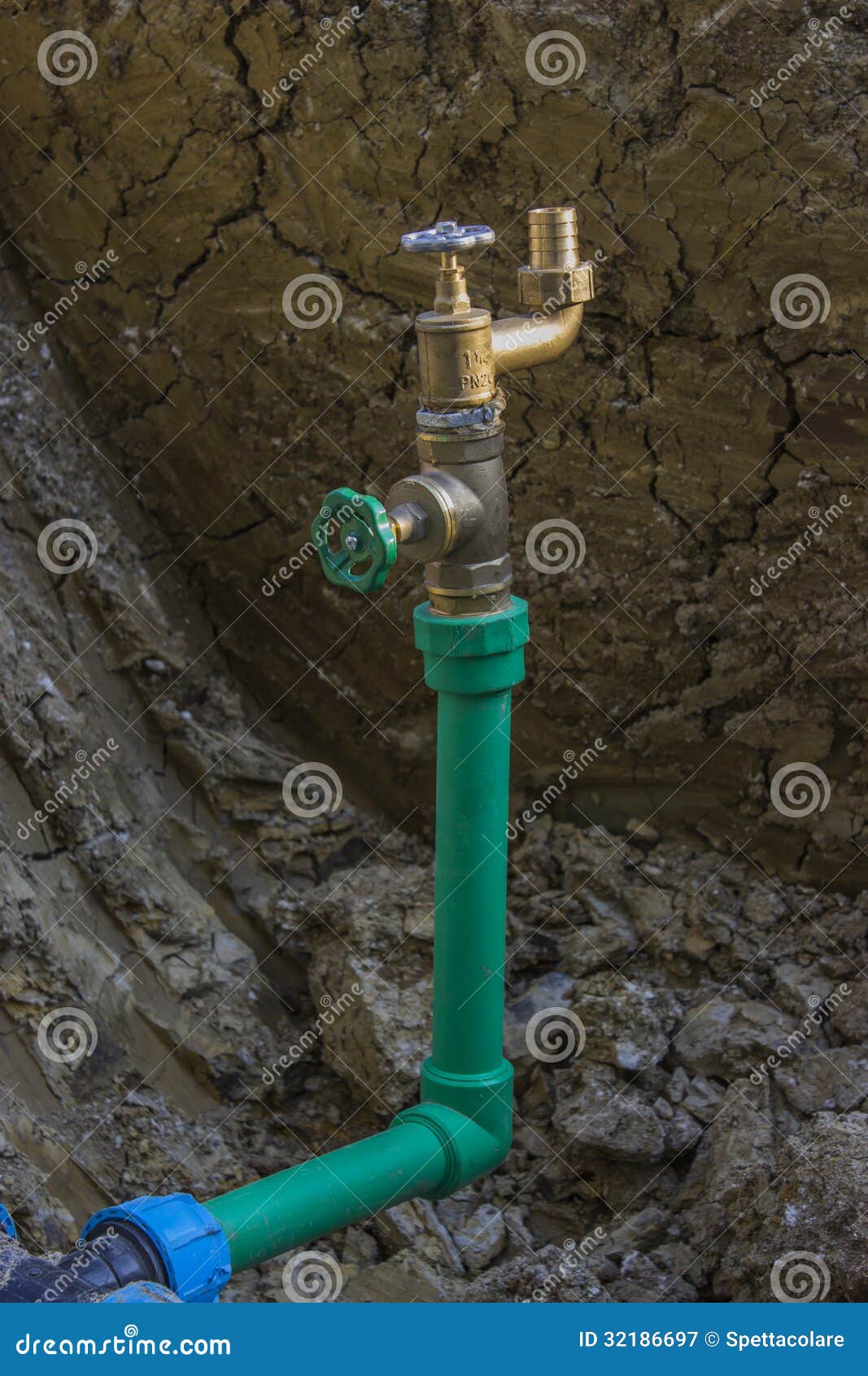 New Water Supply - Hole in the Ground with Pipe and Water Valve Stock ...