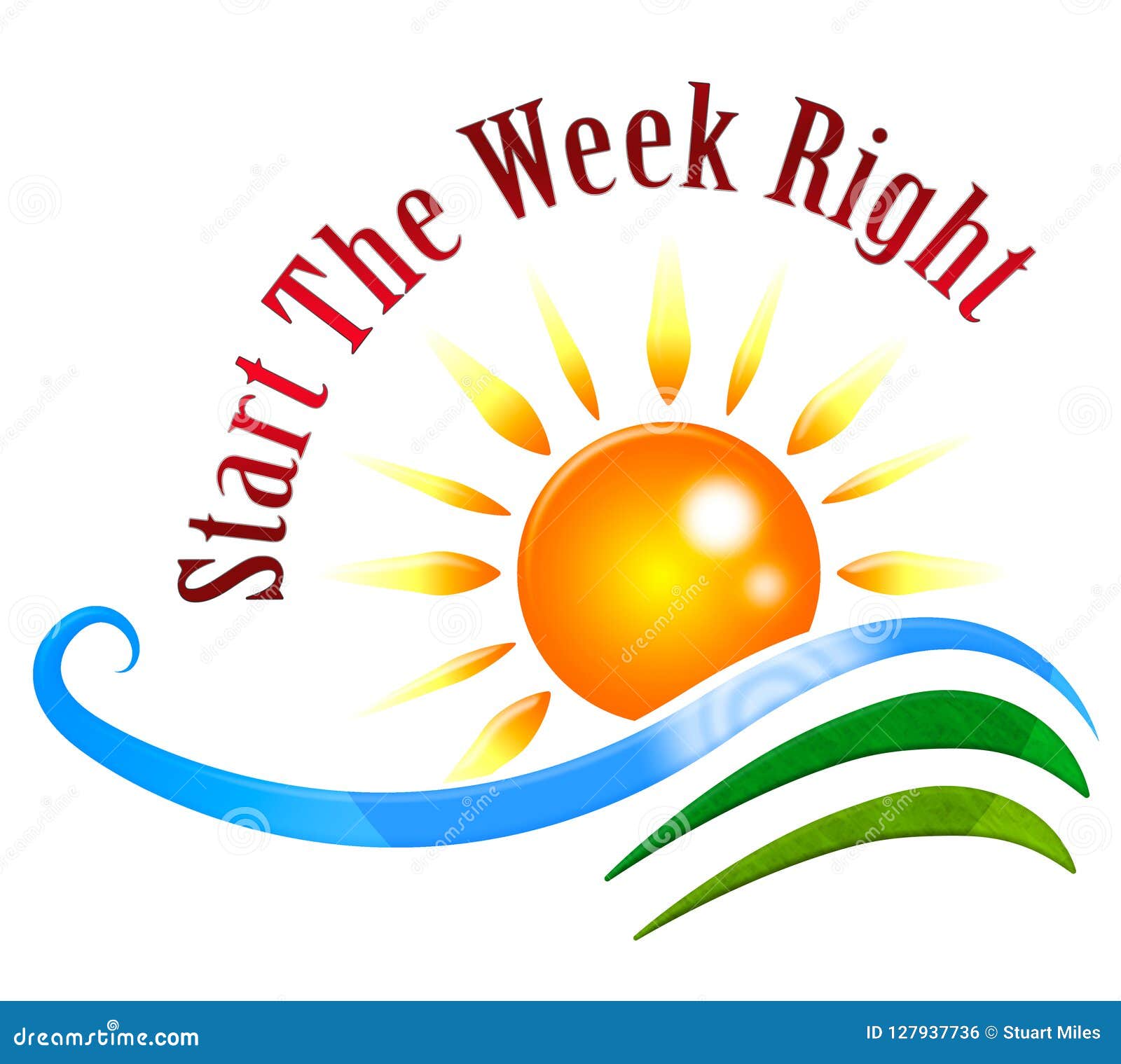 New Week Quotes - Start Right Sun - 3d Illustration Stock Illustration ...