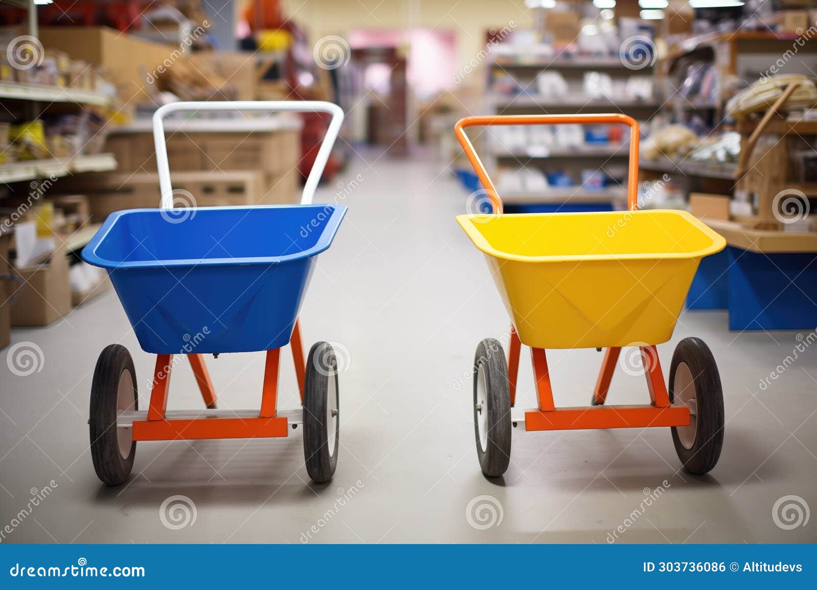 New Wheelbarrows on Display at a Hardware Store Stock Photo - Image of ...