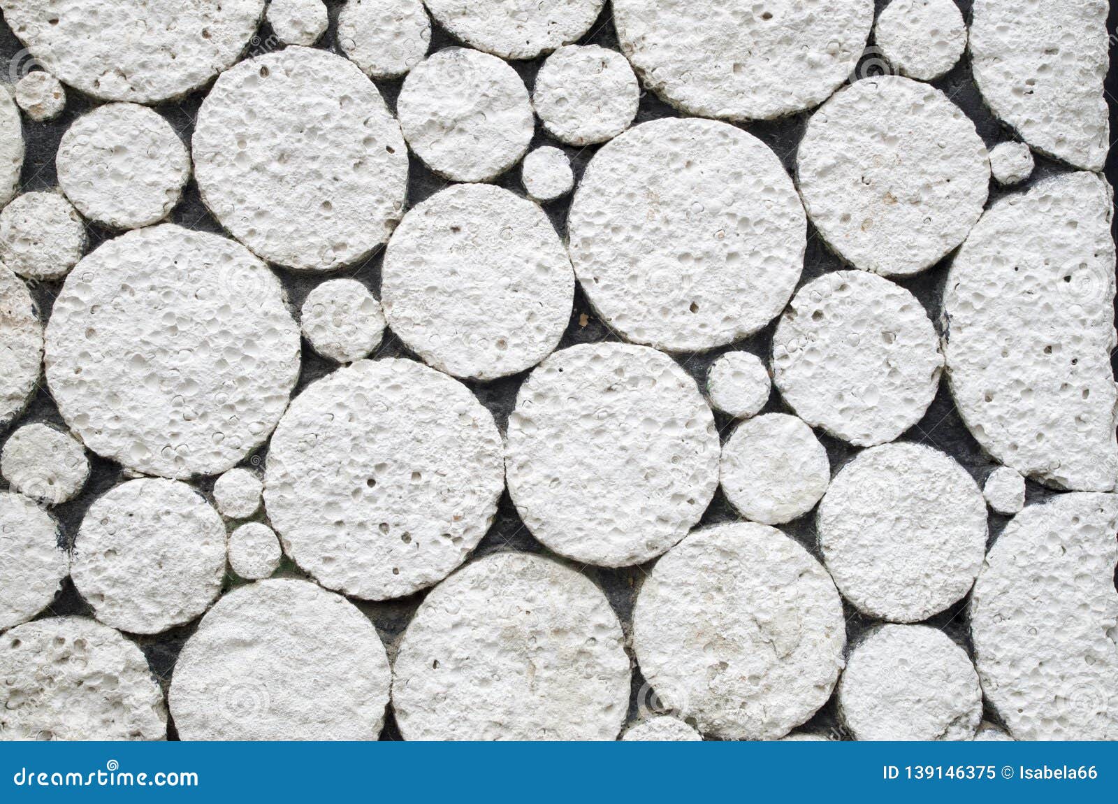 New White Circle Stone Cladding on Wall Closeup Stock Image - Image of ...