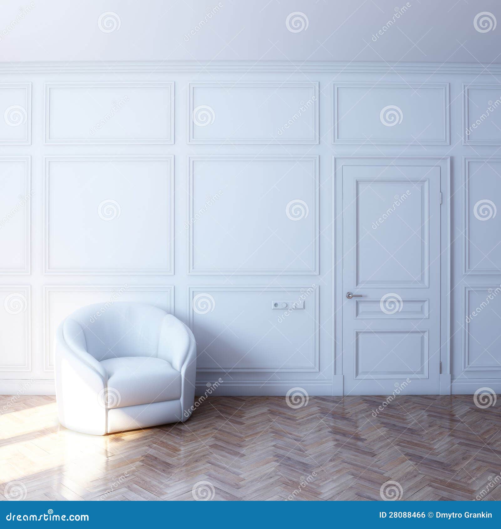 New White Room with Leather Chair in the Sun Stock Photo - Image of ...