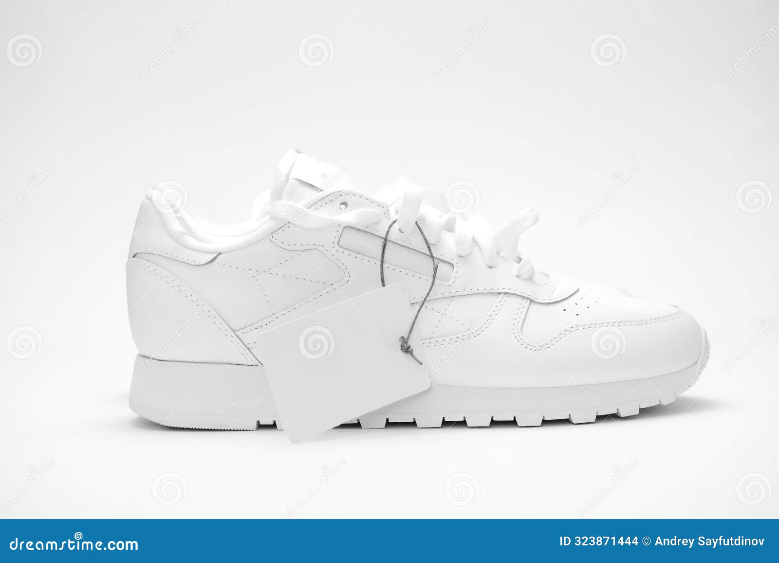 New White Sneakers on a White Background. Stock Photo - Image of style ...