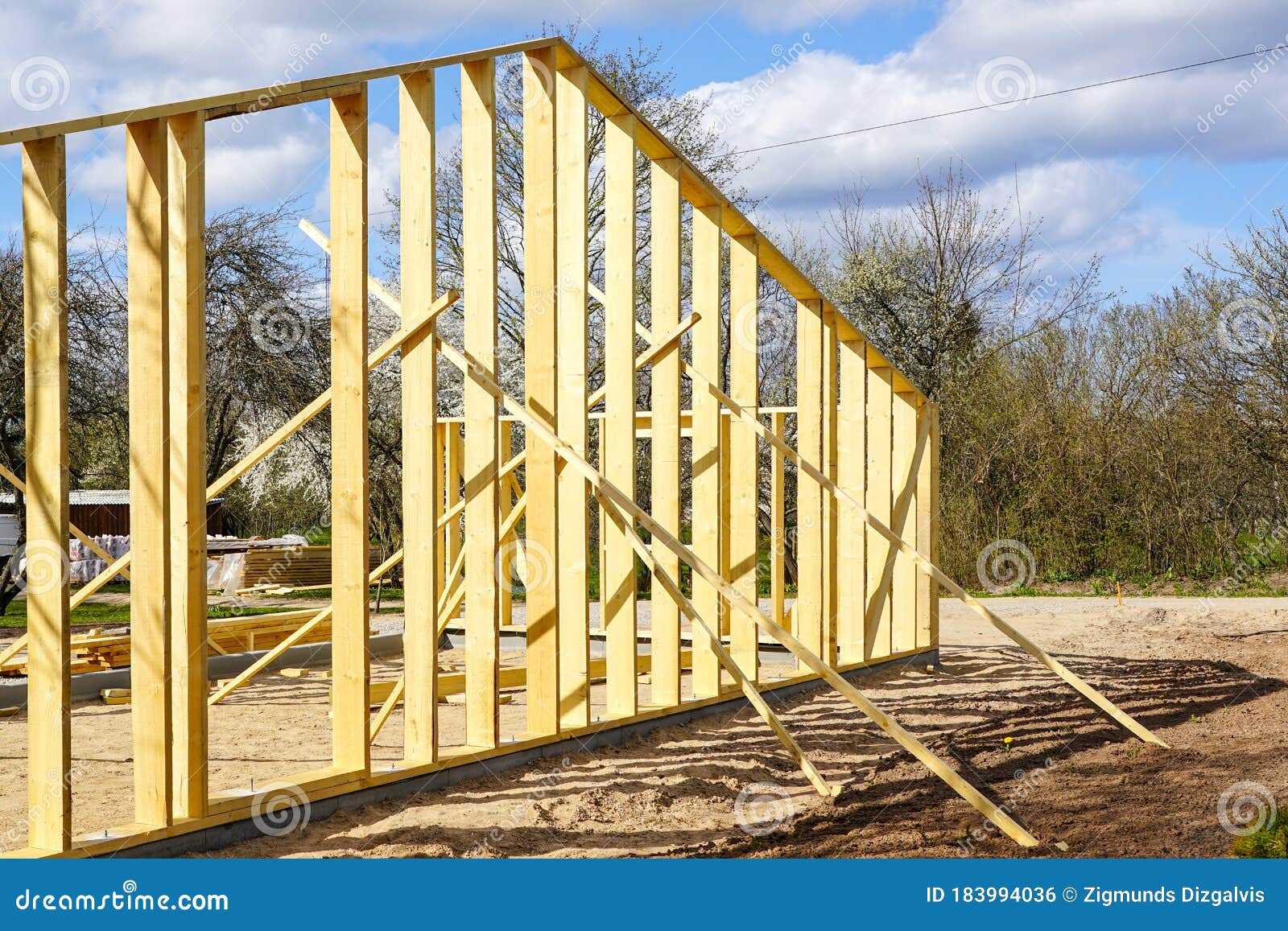New Wooden Barn Post and Beam Construction Stock Photo - Image of ...