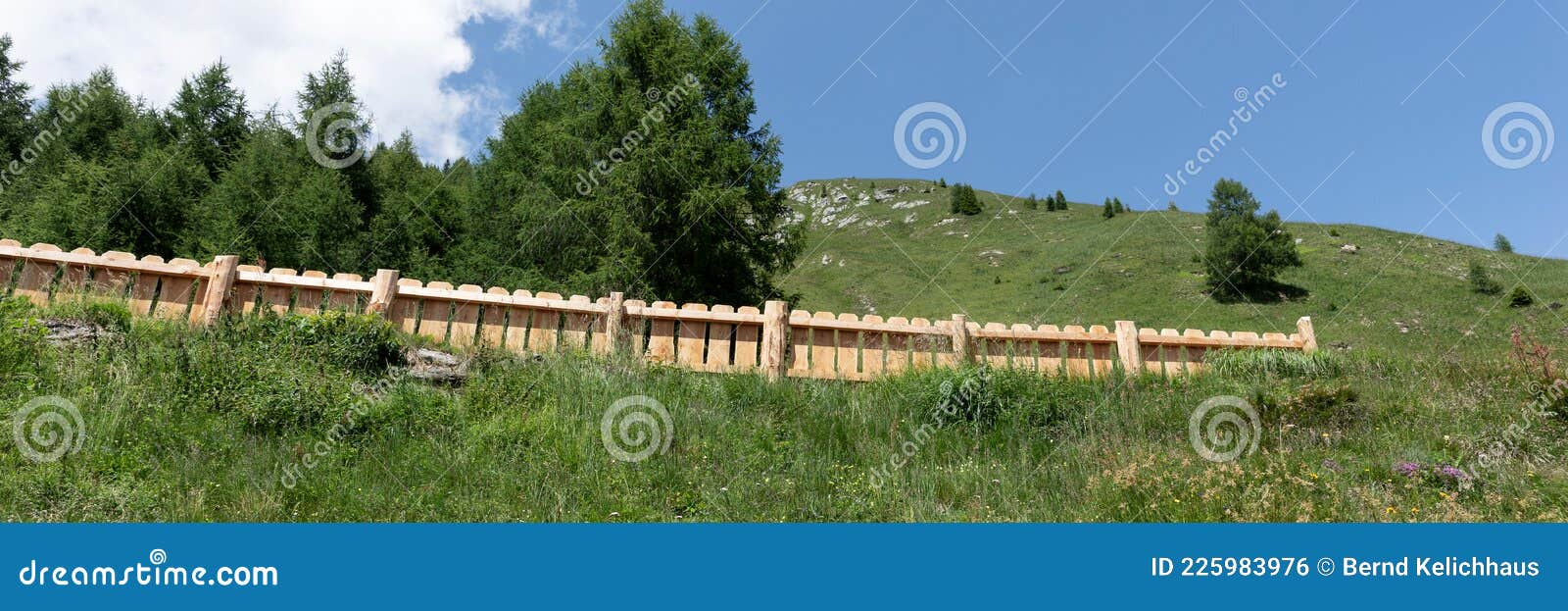 New Wooden Fence on the Mountain. Panorama Stock Photo - Image of ...